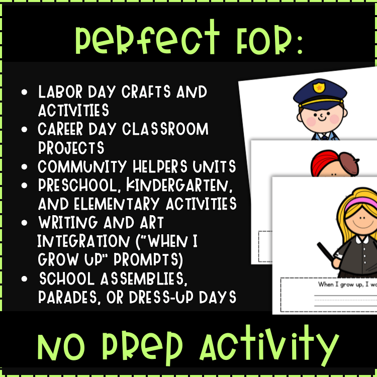 Editable Labor/Career Day Community Helpers Hats Crowns Headbands Craft