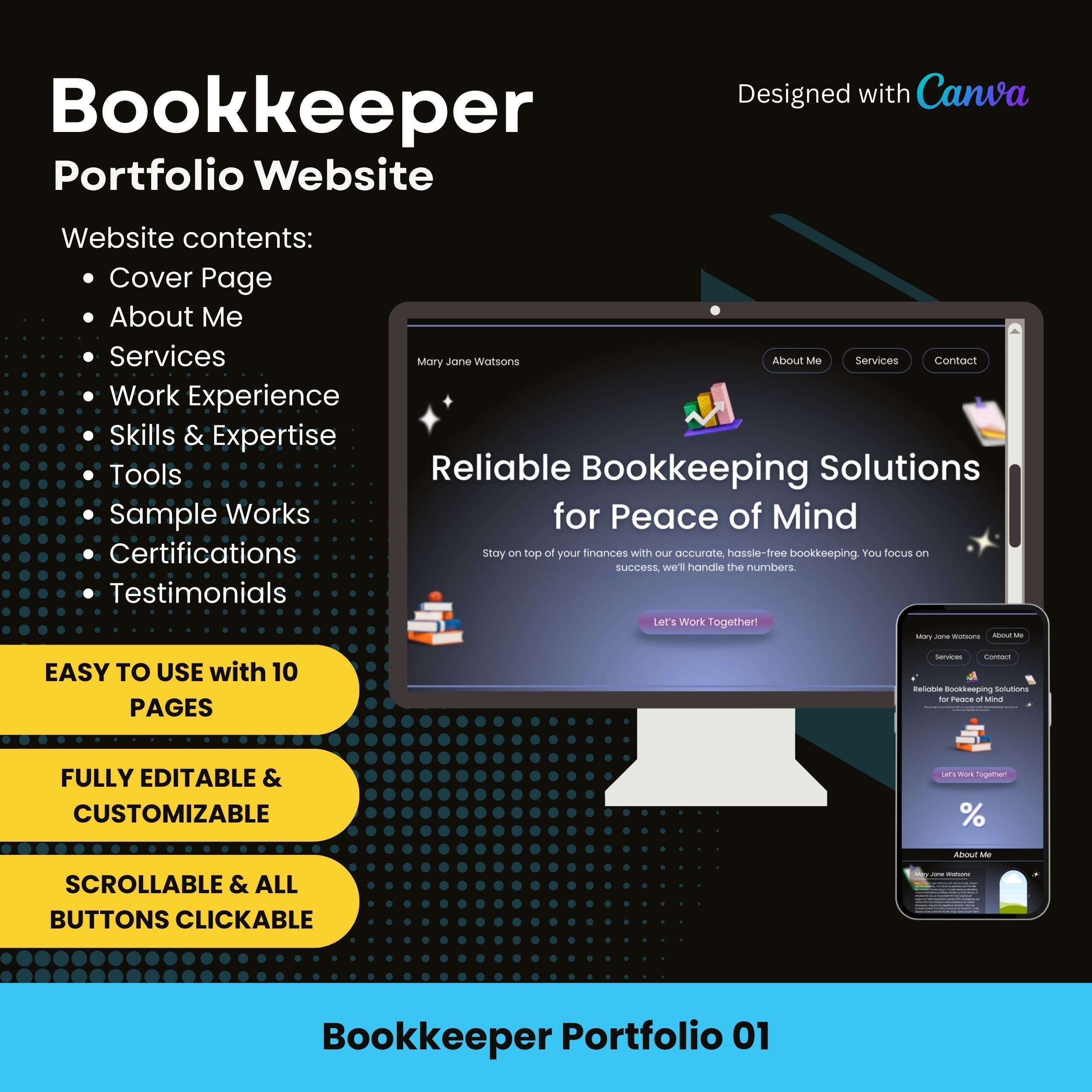 Bookkeeper Portfolio Website Template 01 - Payhip