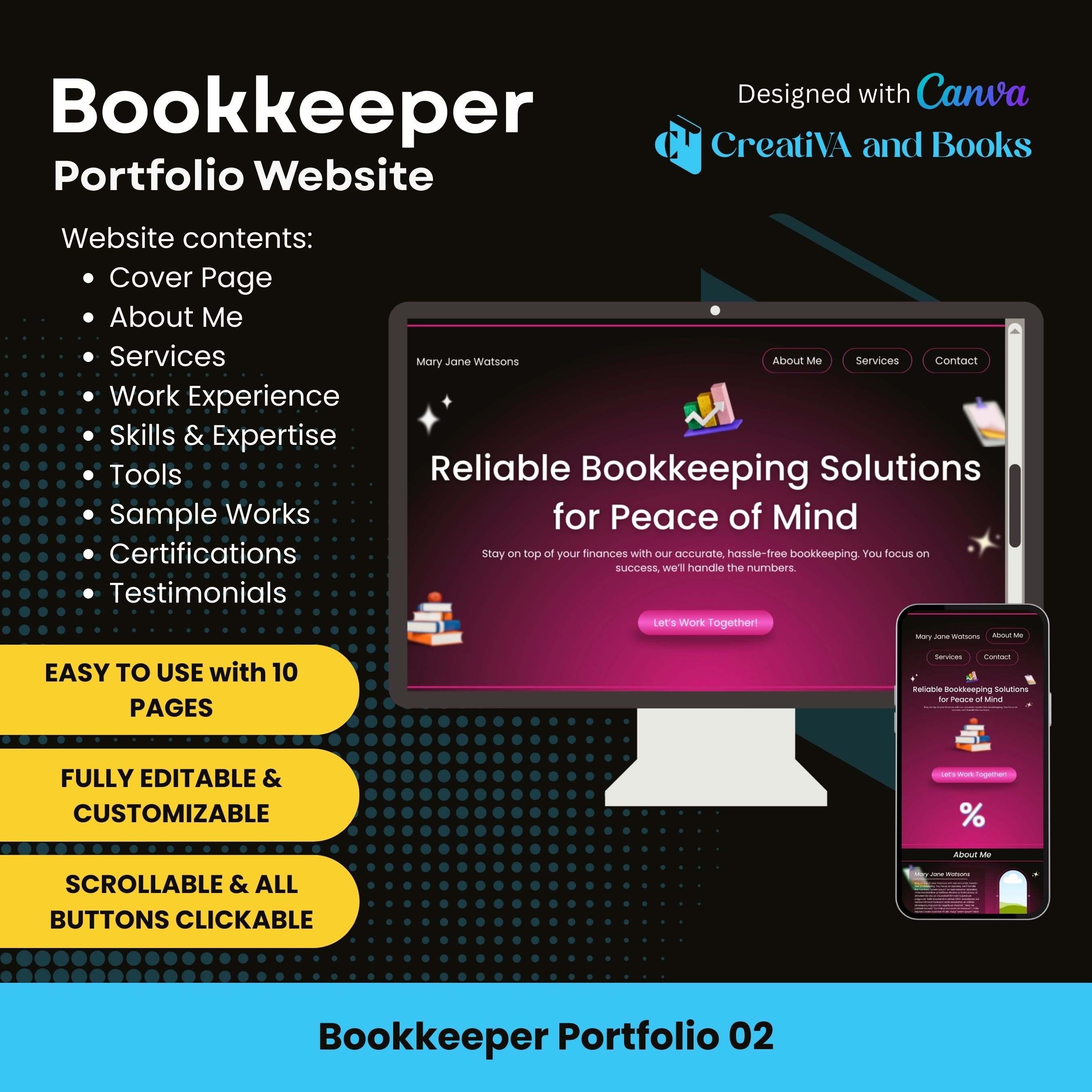 Bookkeeper Portfolio Website Template 02 - Payhip