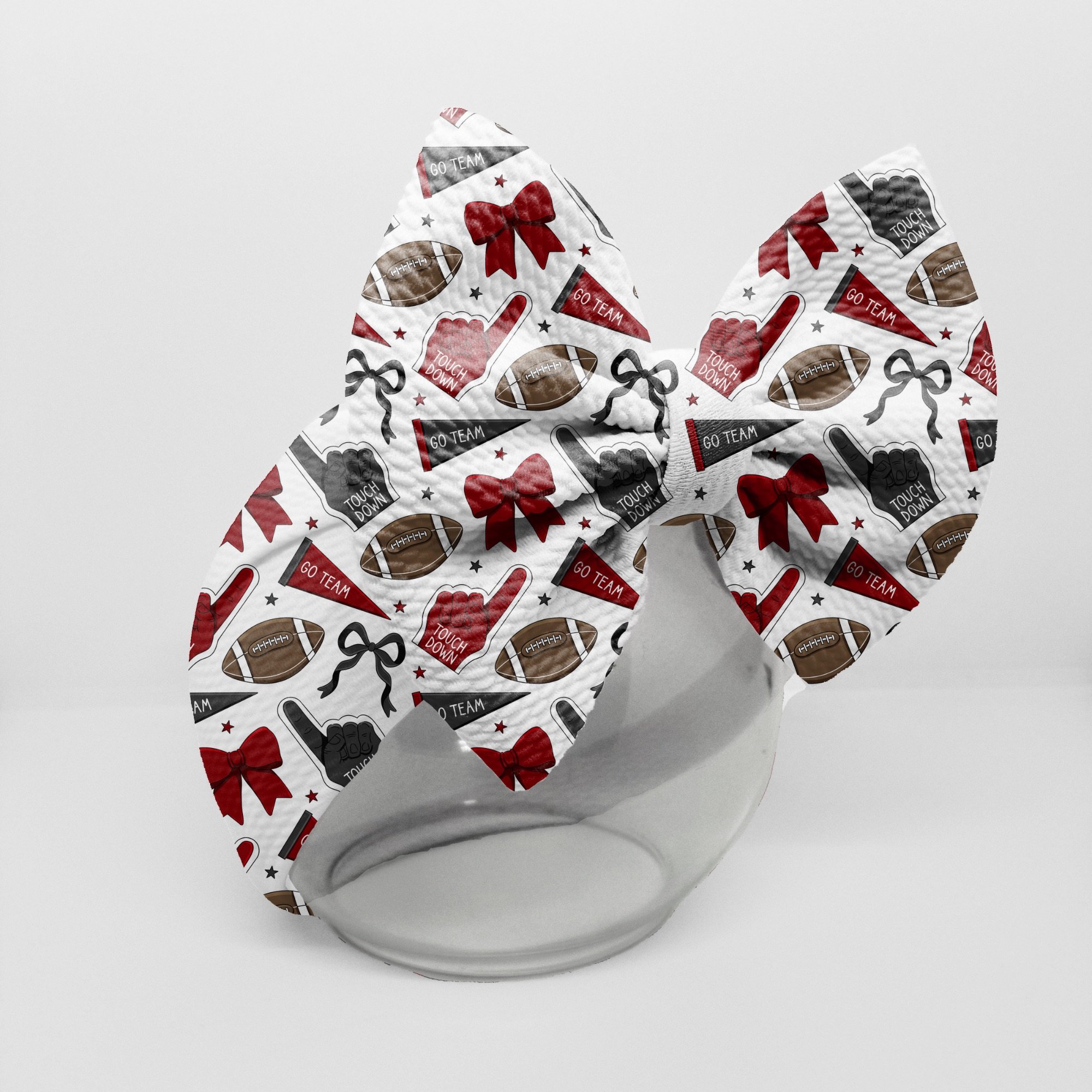 Head wrap Bow - Red Football - Payhip