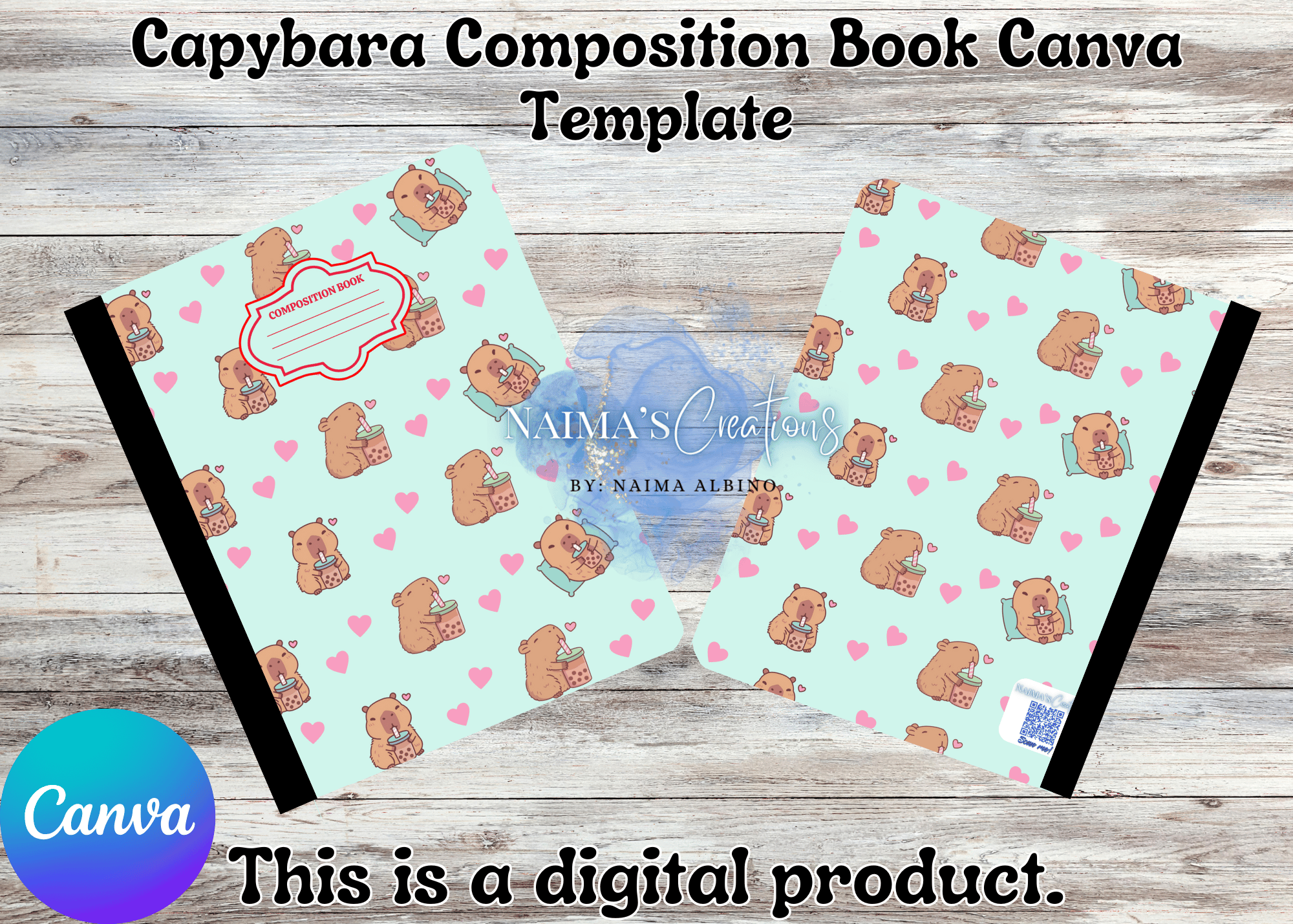2 Capybara Composition Book Editable Canva Template Bundle - Payhip