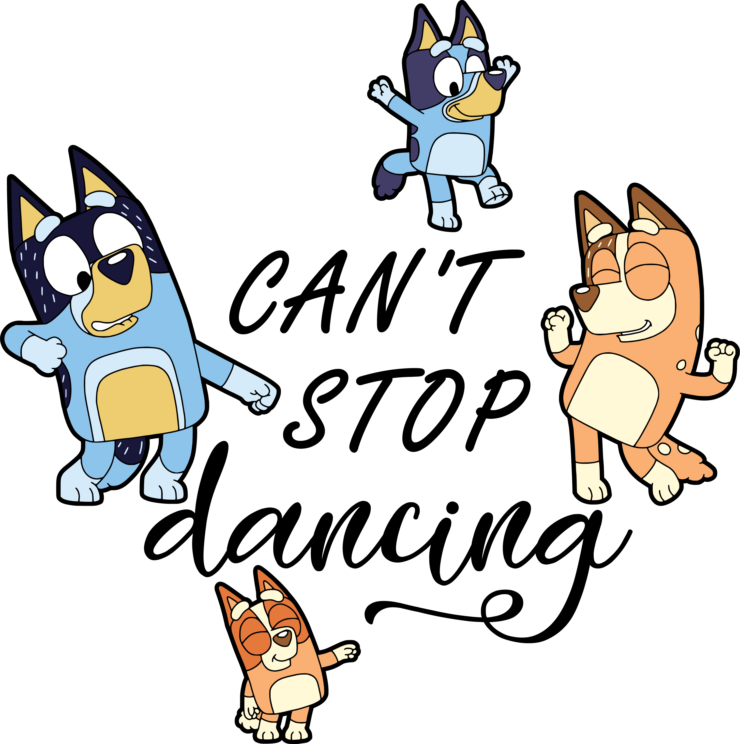 Bluey Heeler Family "cant stop dancing" PNG & SVG - Payhip