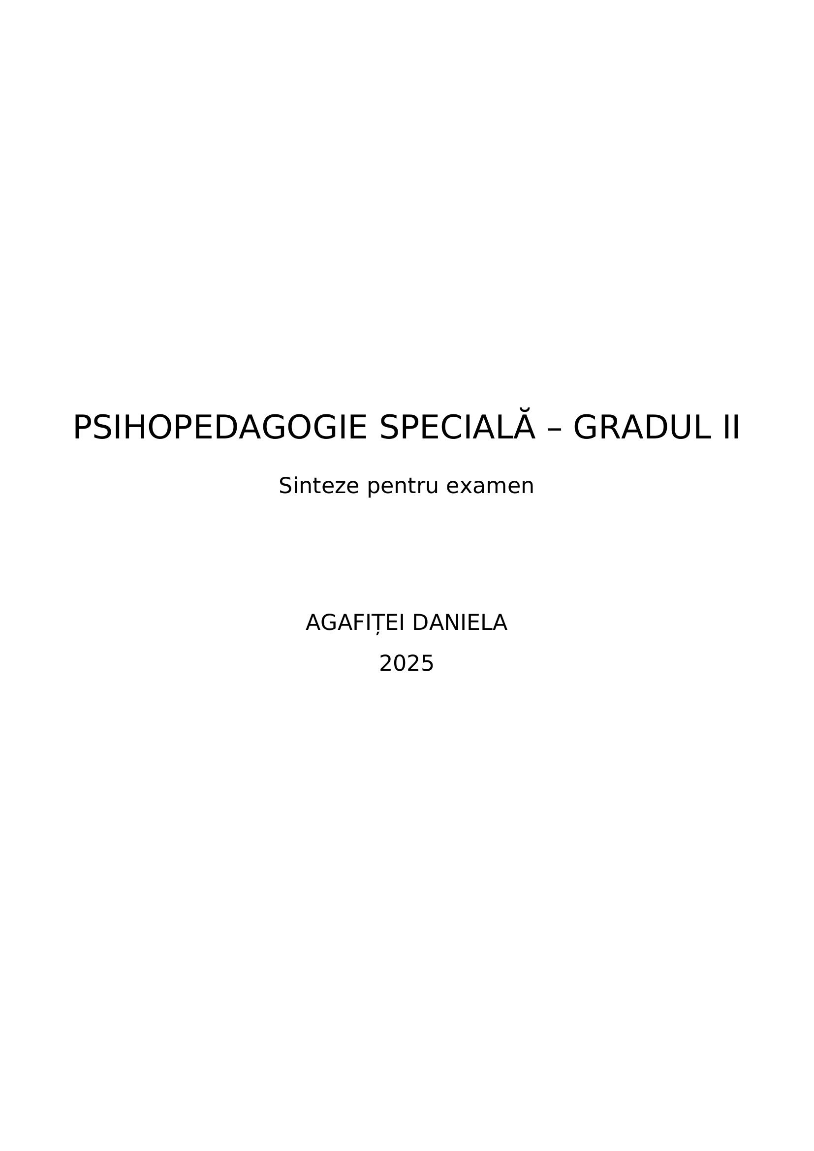 Psihopedagogie Specială – Gradul II | Sinteze pentru examen - Payhip