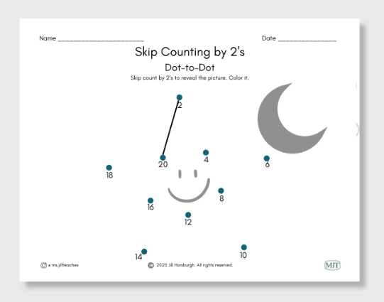 Skip Counting by 2s, 5s, 10s Dot-to-Dot PDF 9 Pages - Payhip