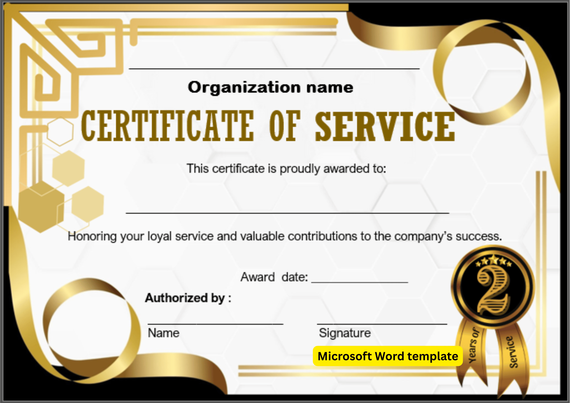 02 Years of Service - Editable Microsoft Word template with logo ...