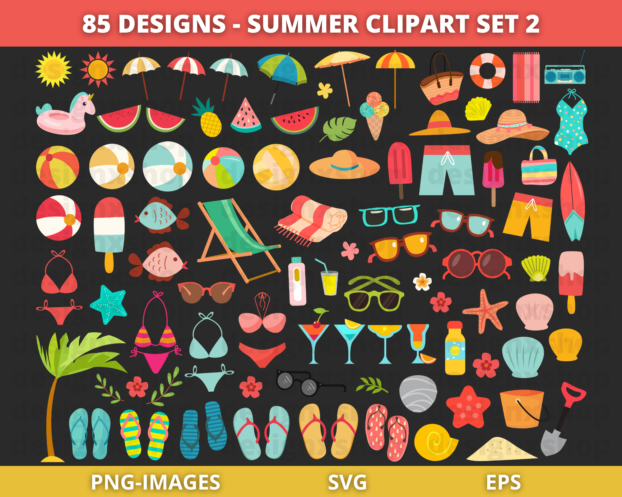 Summer clipart set 2, Beach clipart, summer clipart, Popsicles clipart ...