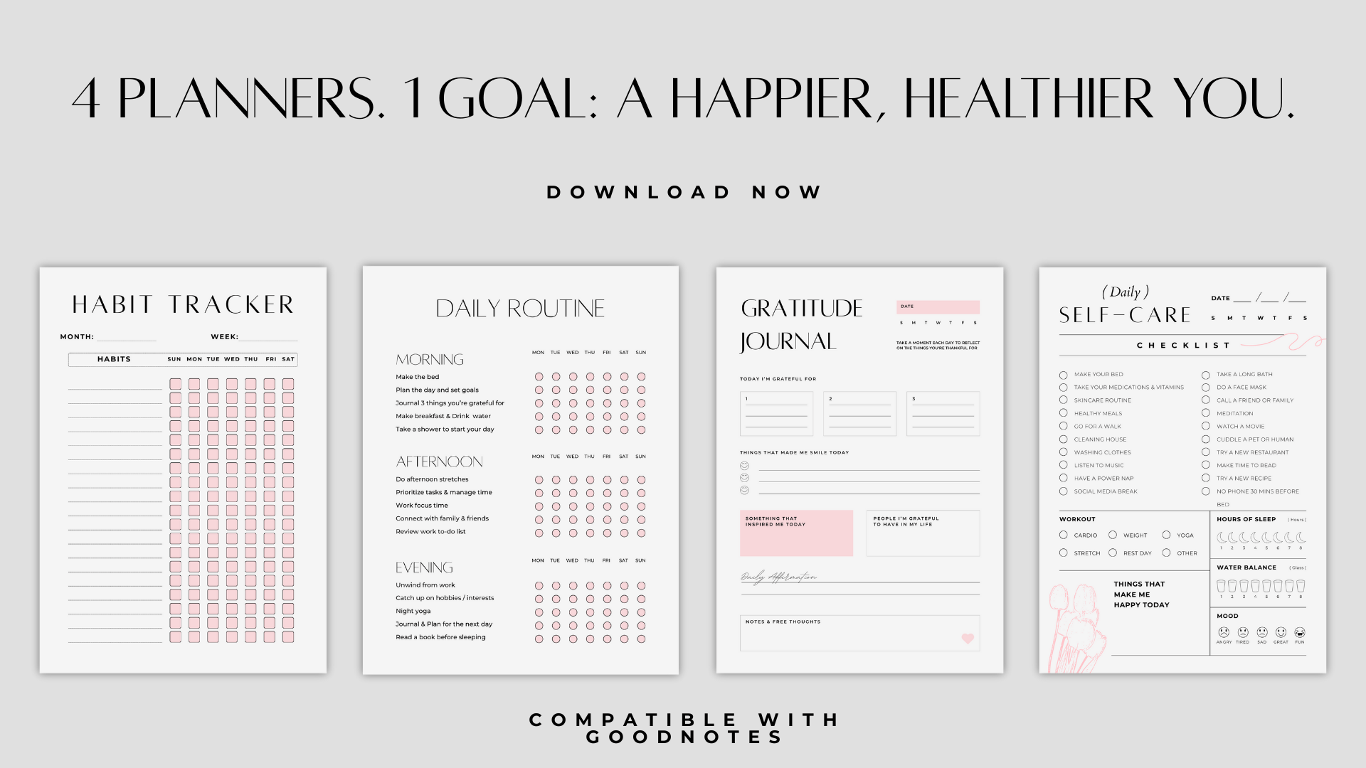 Self-Care Digital Planner Bundle | 4-in-1 (GoodNotes & Notability) - Payhip