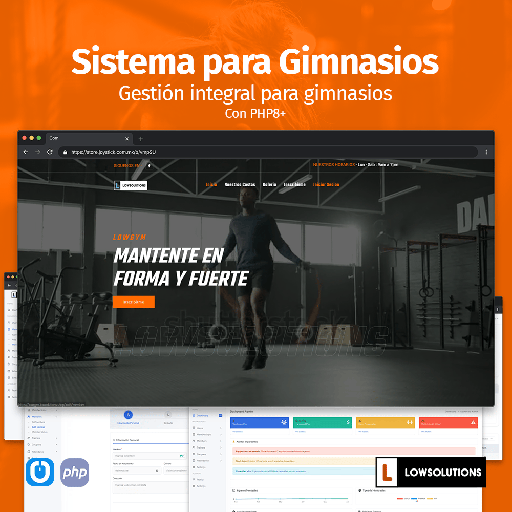 Sistema Integral de Gestión para Gimnasios | PHP | Por Lowsolutions
