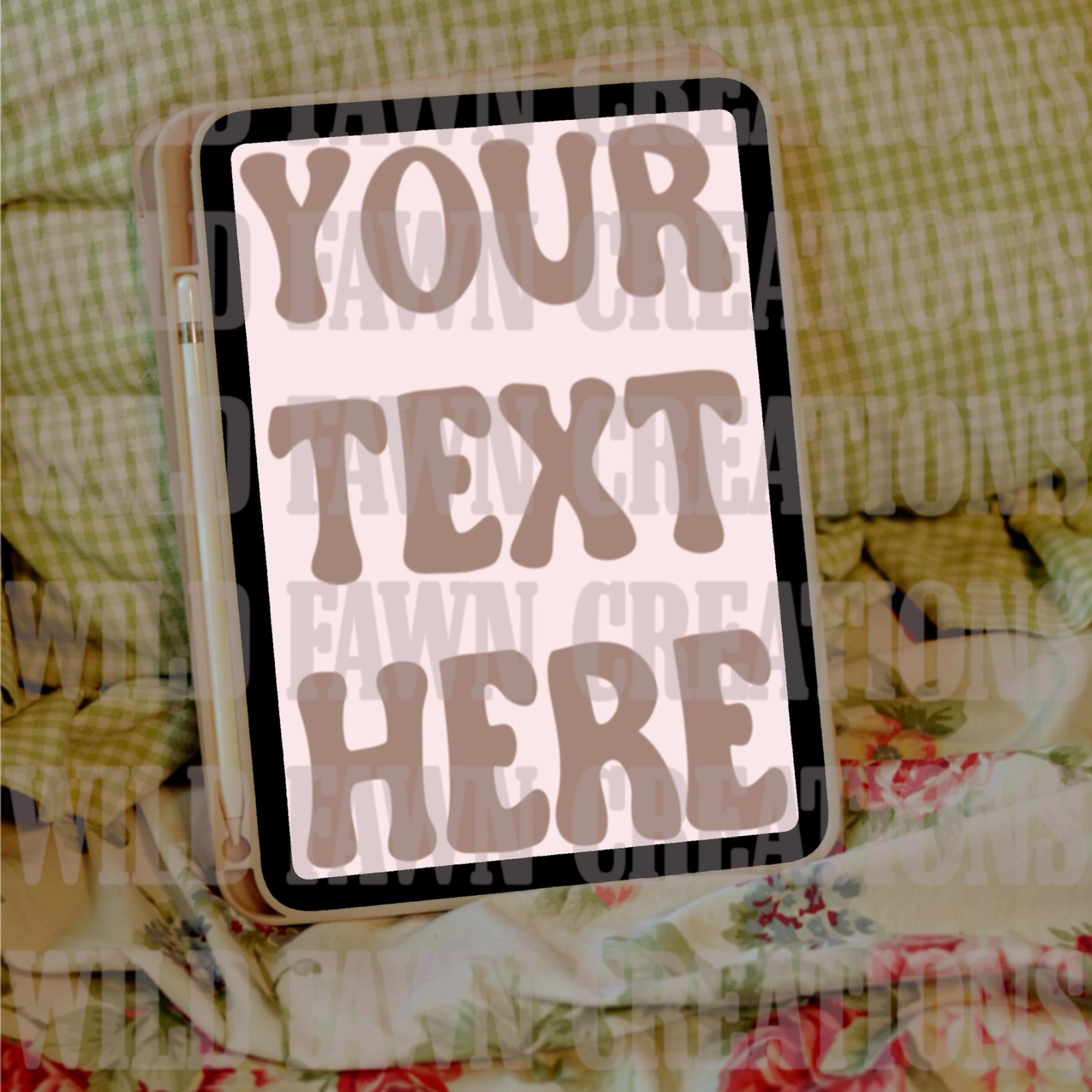 Floral and Green Checkered iPad Mockup | Digital Product Display ...