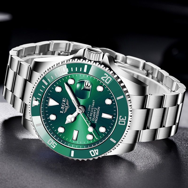 LIGE Luxury Men’s Watch – Green - Payhip