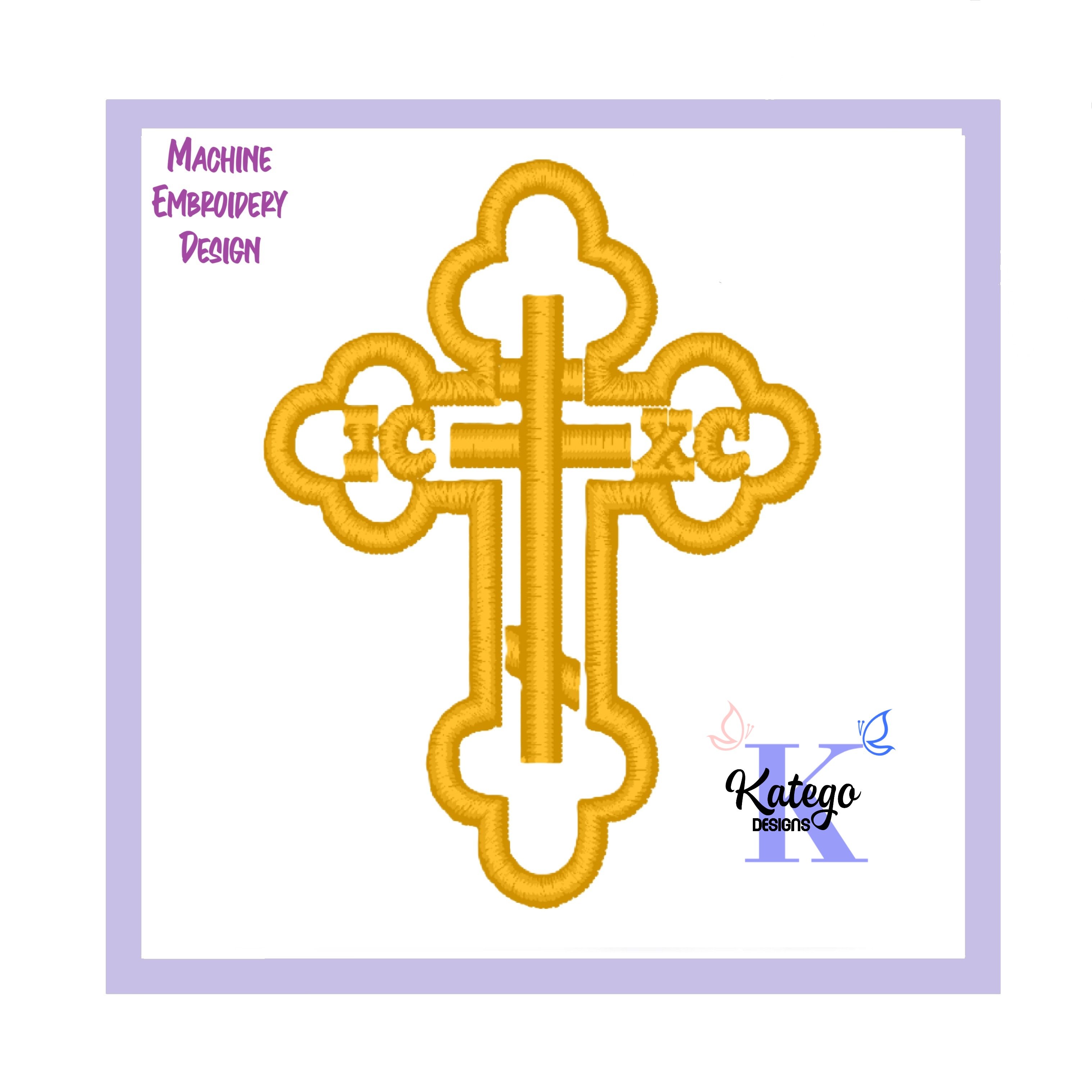 Cross Machine Embroidery Design - Orthodox Satin Outline Cross Easter ...