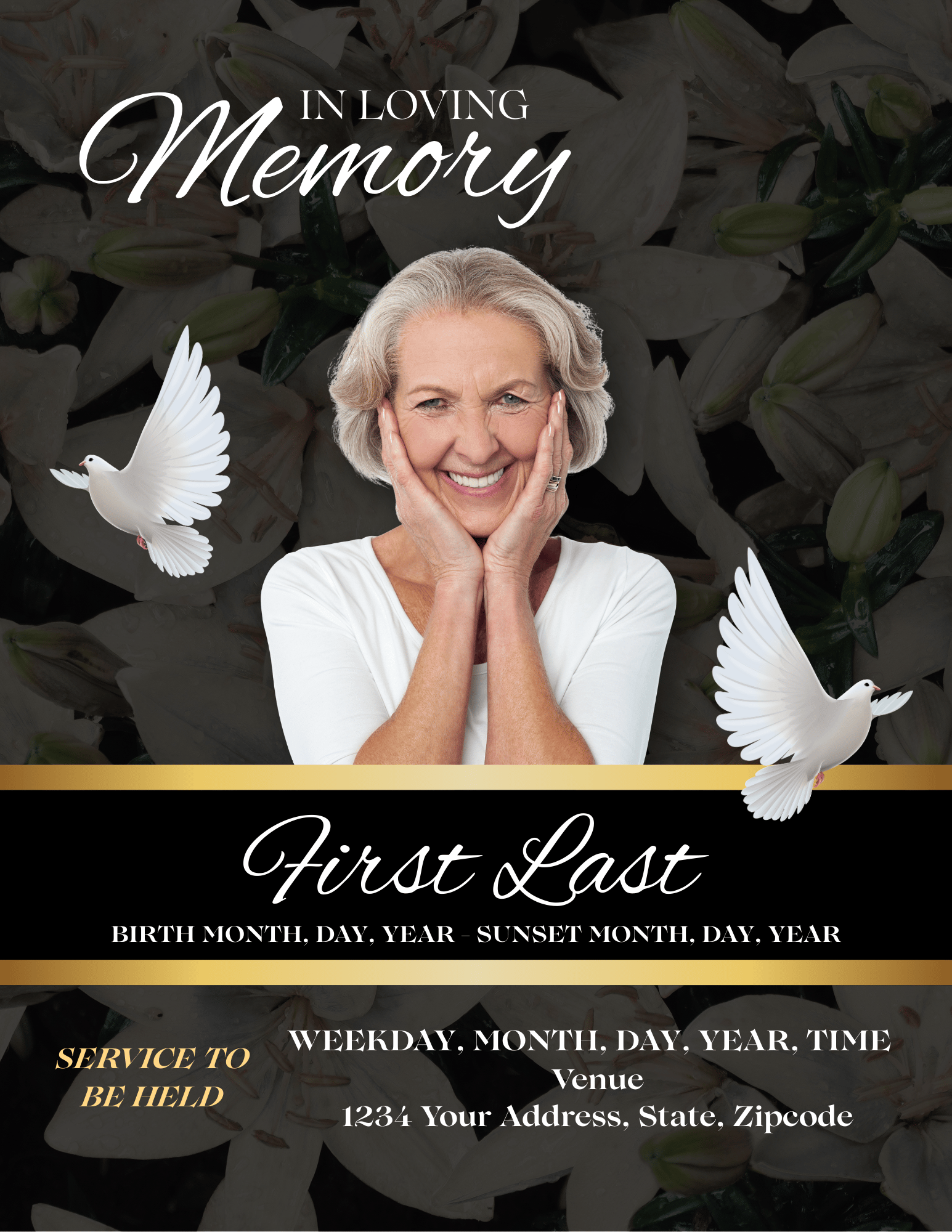 Editable Obituary Template for Canva | Memorial Service Program ...
