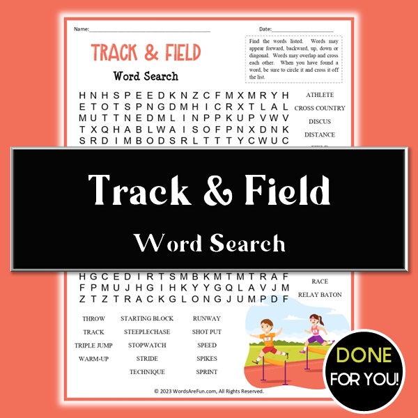 Track and Field Word Search PDF | Sports Puzzle Printable for Kids ...