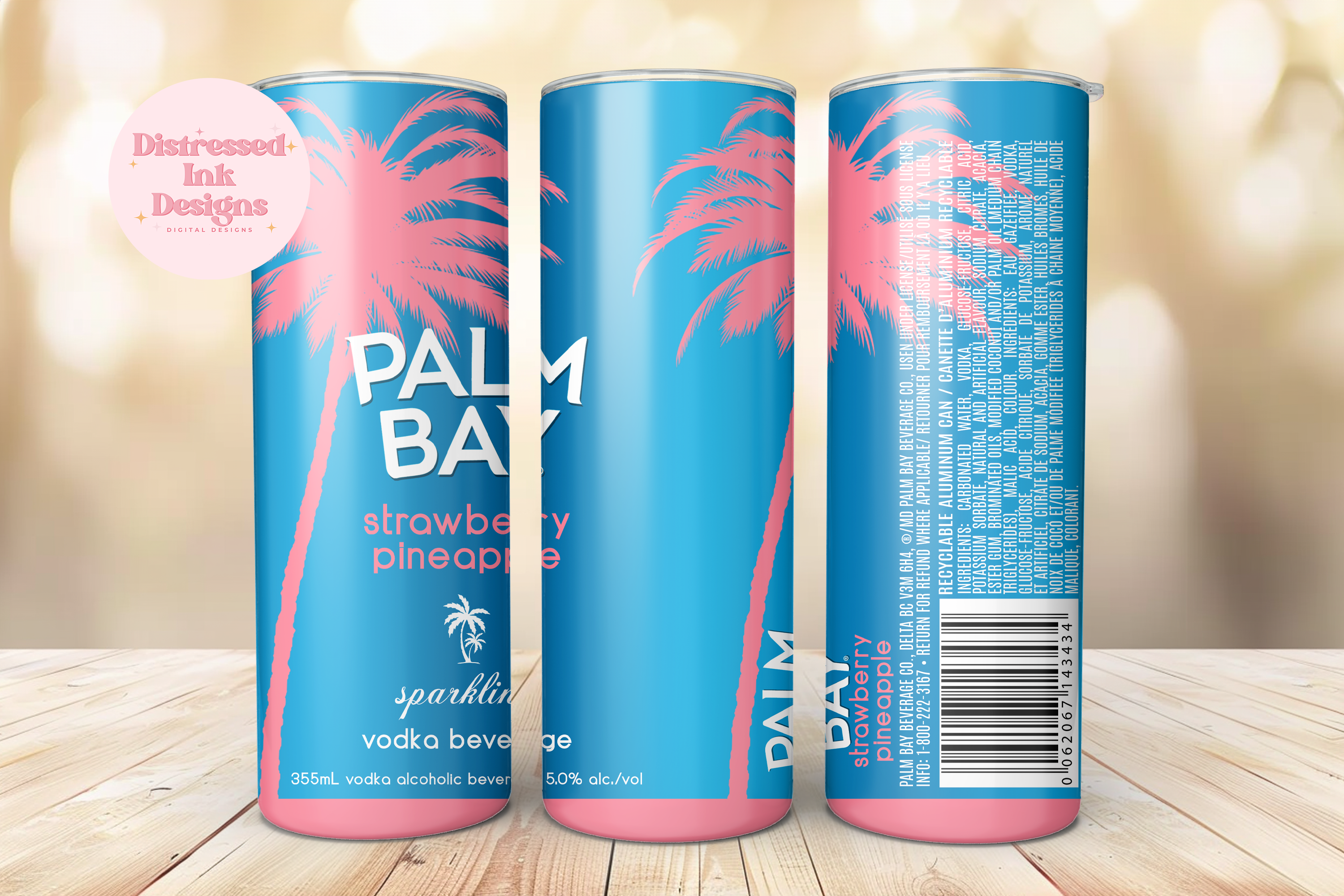 Palm strawberry pineapple 20oz tumbler wrap