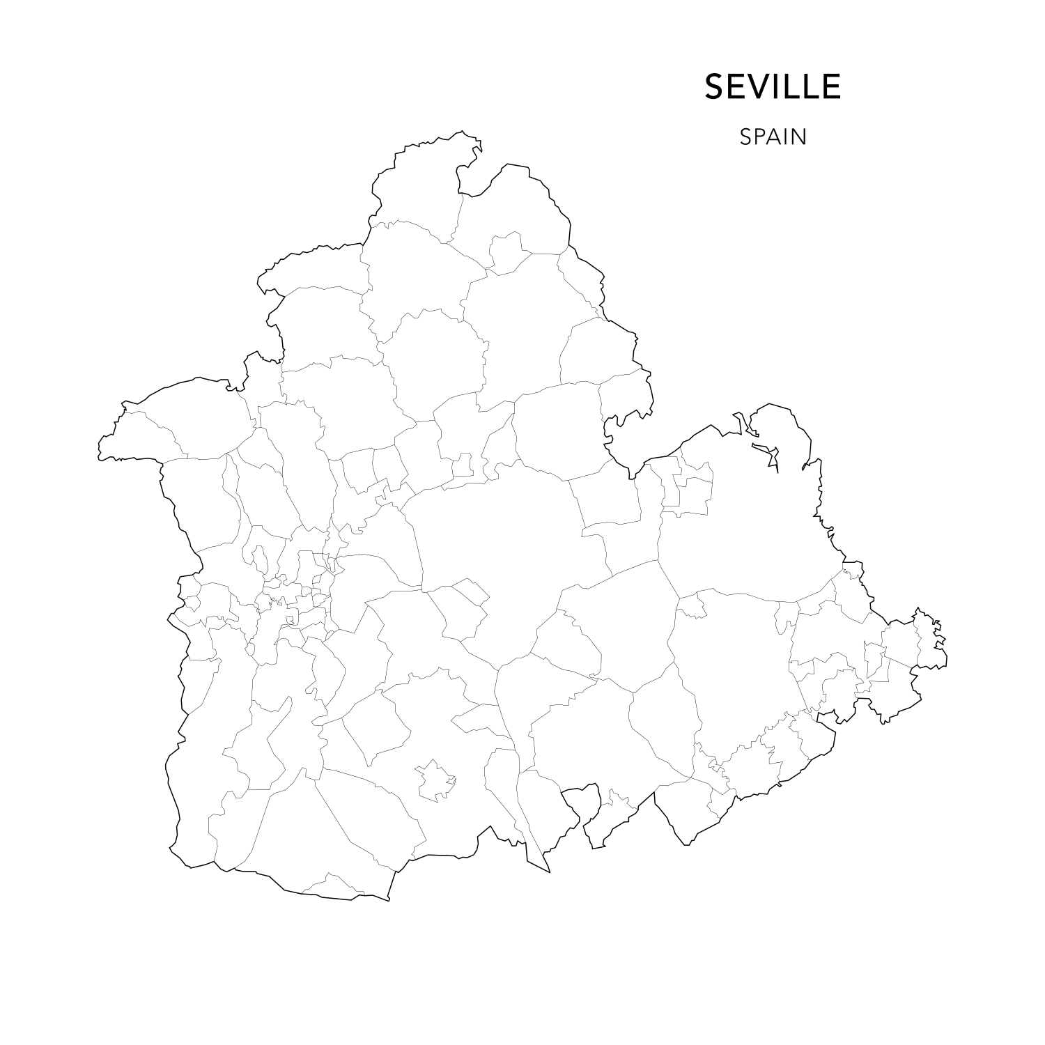 Vector Map of the Province of Seville with Administrative Borders of ...