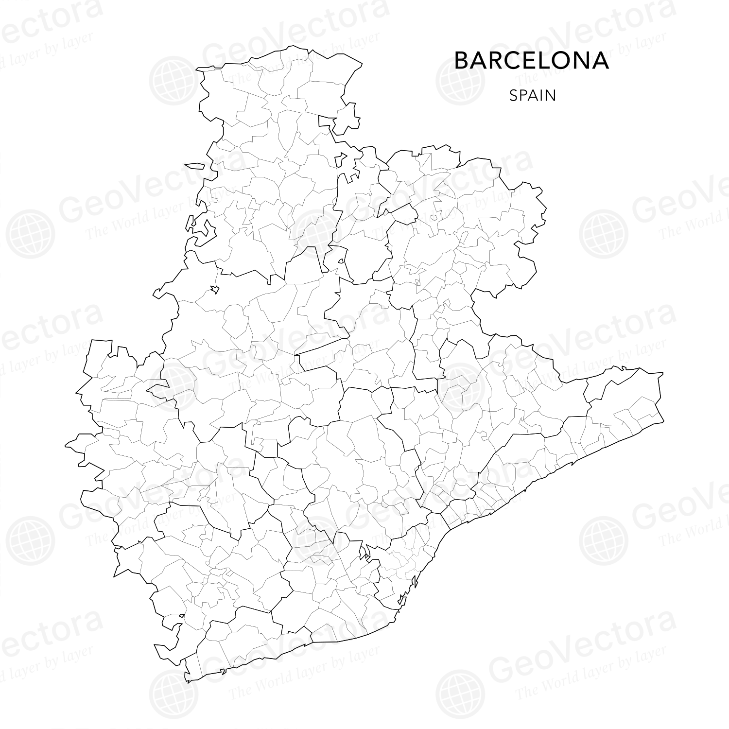 Vector Map of the Province of Barcelona with Administrative Borders of ...