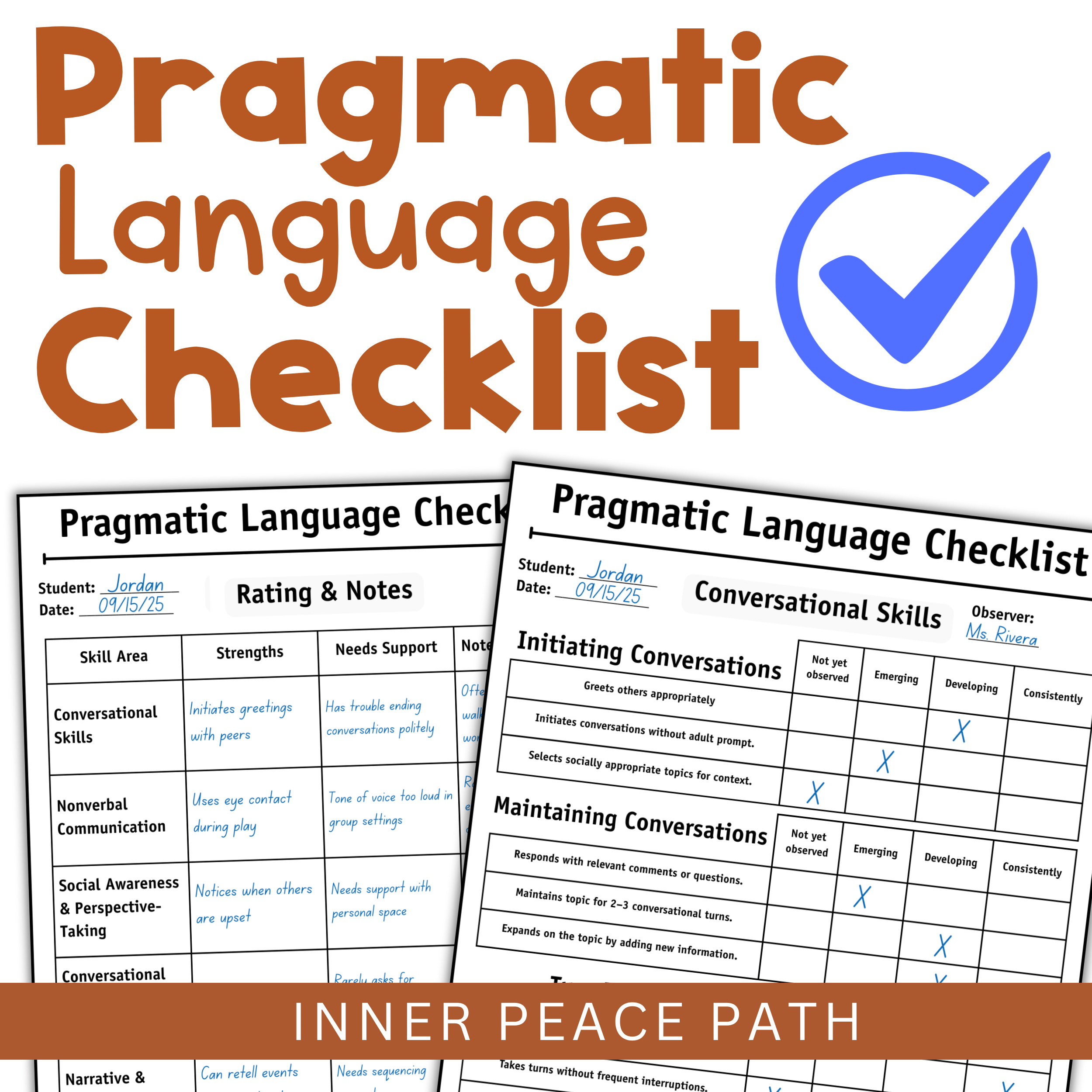 Pragmatic Language Checklist Informal Speech and Language Assessment ...