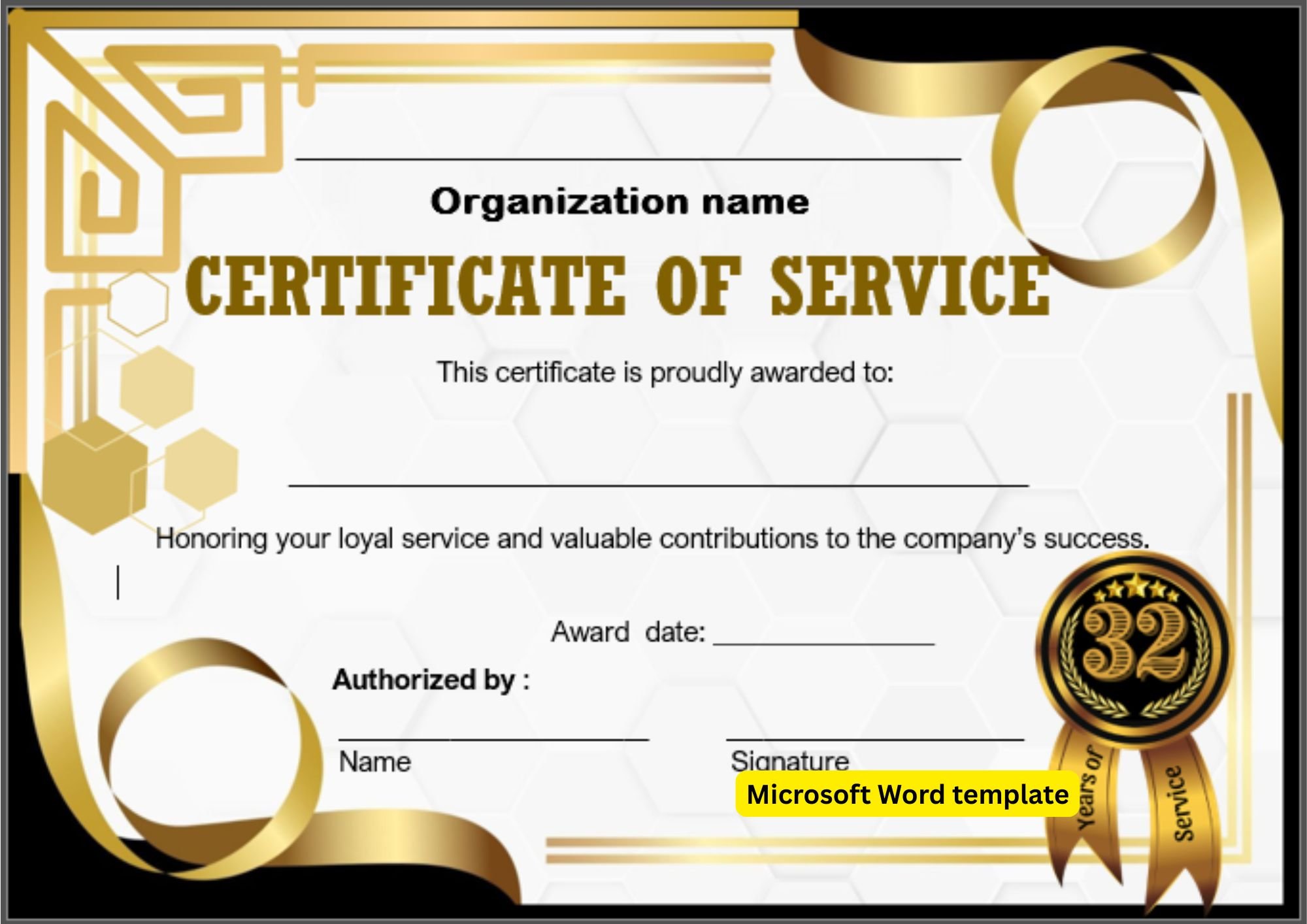 32 Years of Service - Editable Microsoft Word template with logo ...