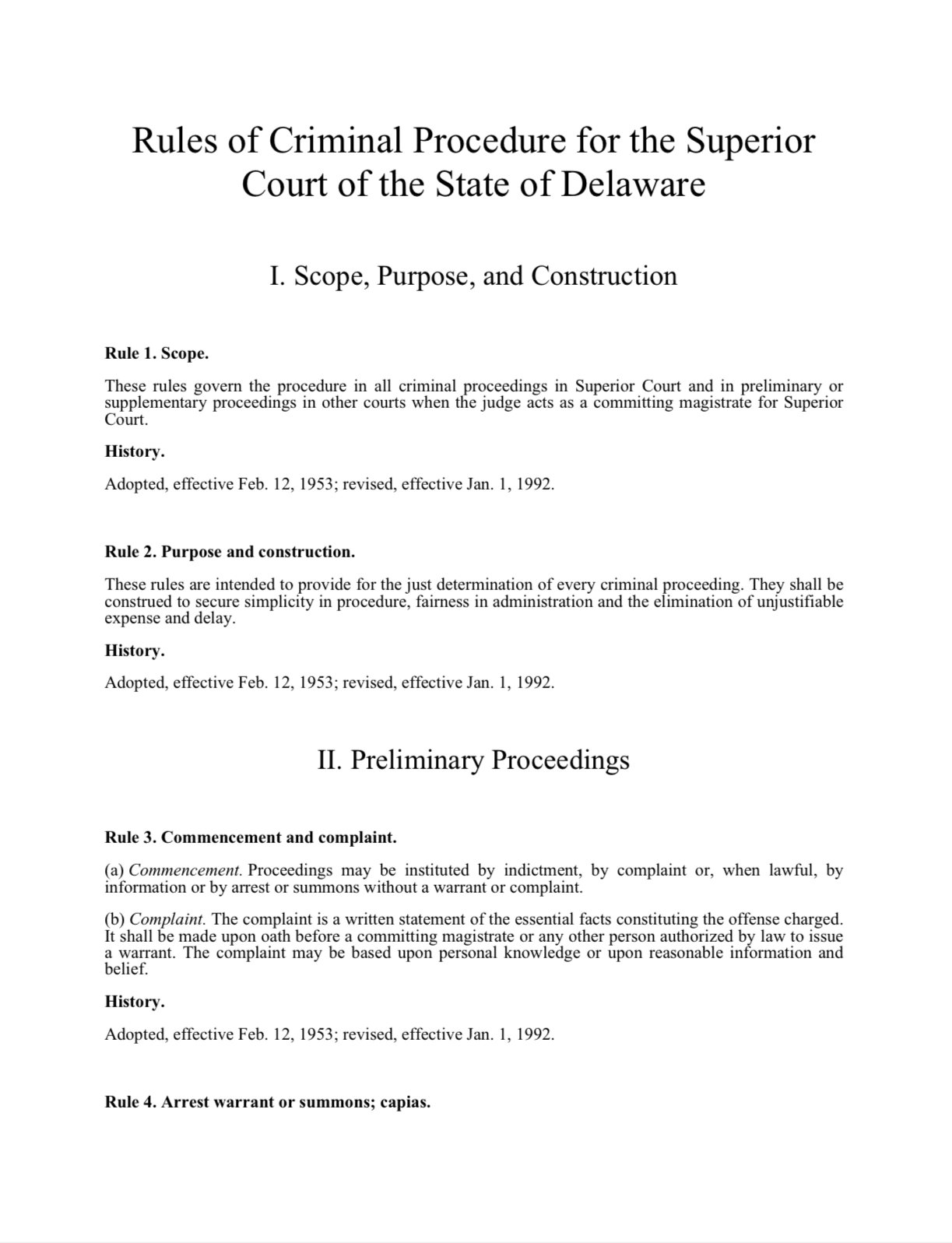 Rules of Criminal Procedure for the Superior Court of the State of ...