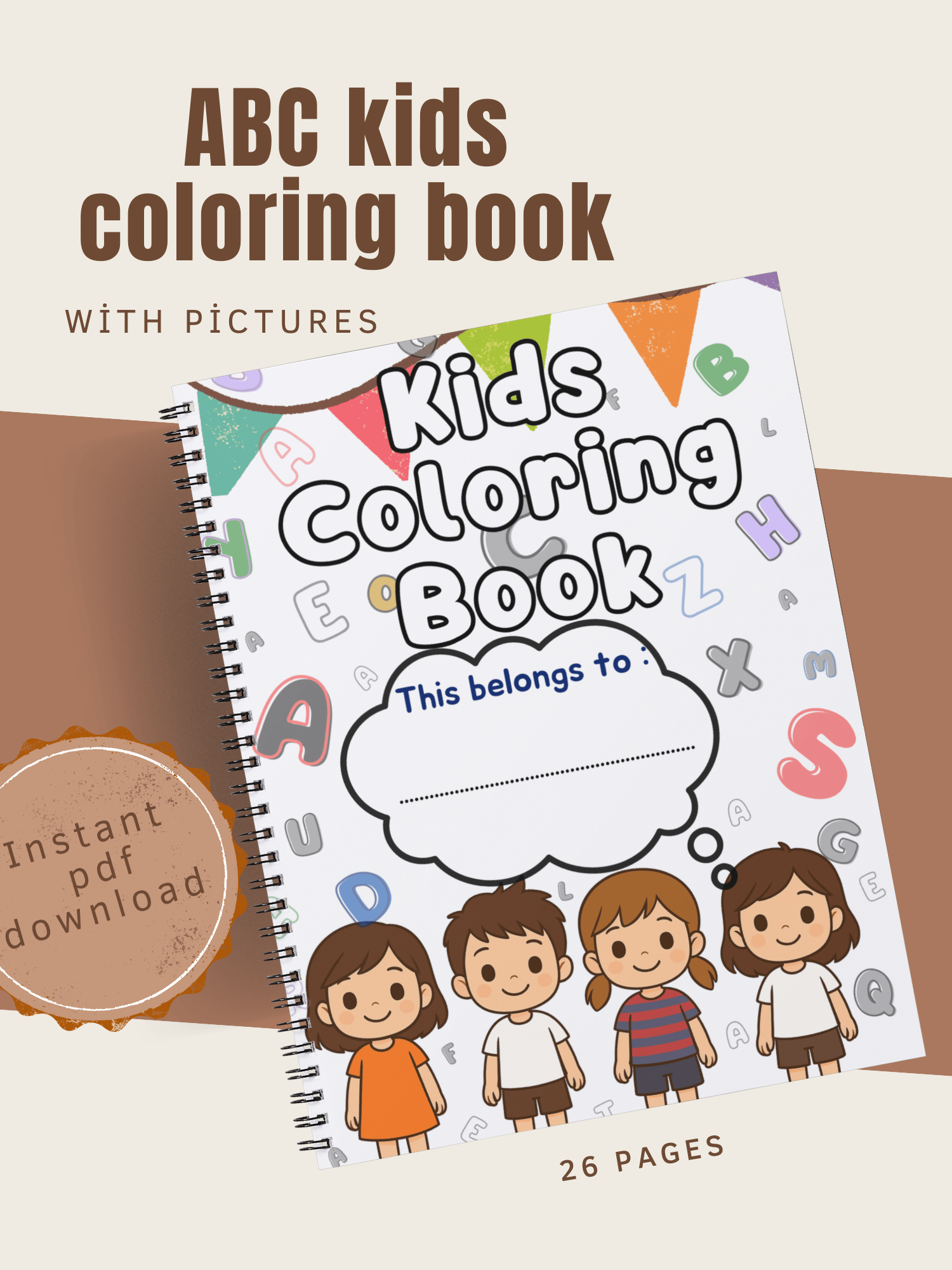 ABC Kids Coloring Book – Learn & Color Letters with Pictures | Instant ...