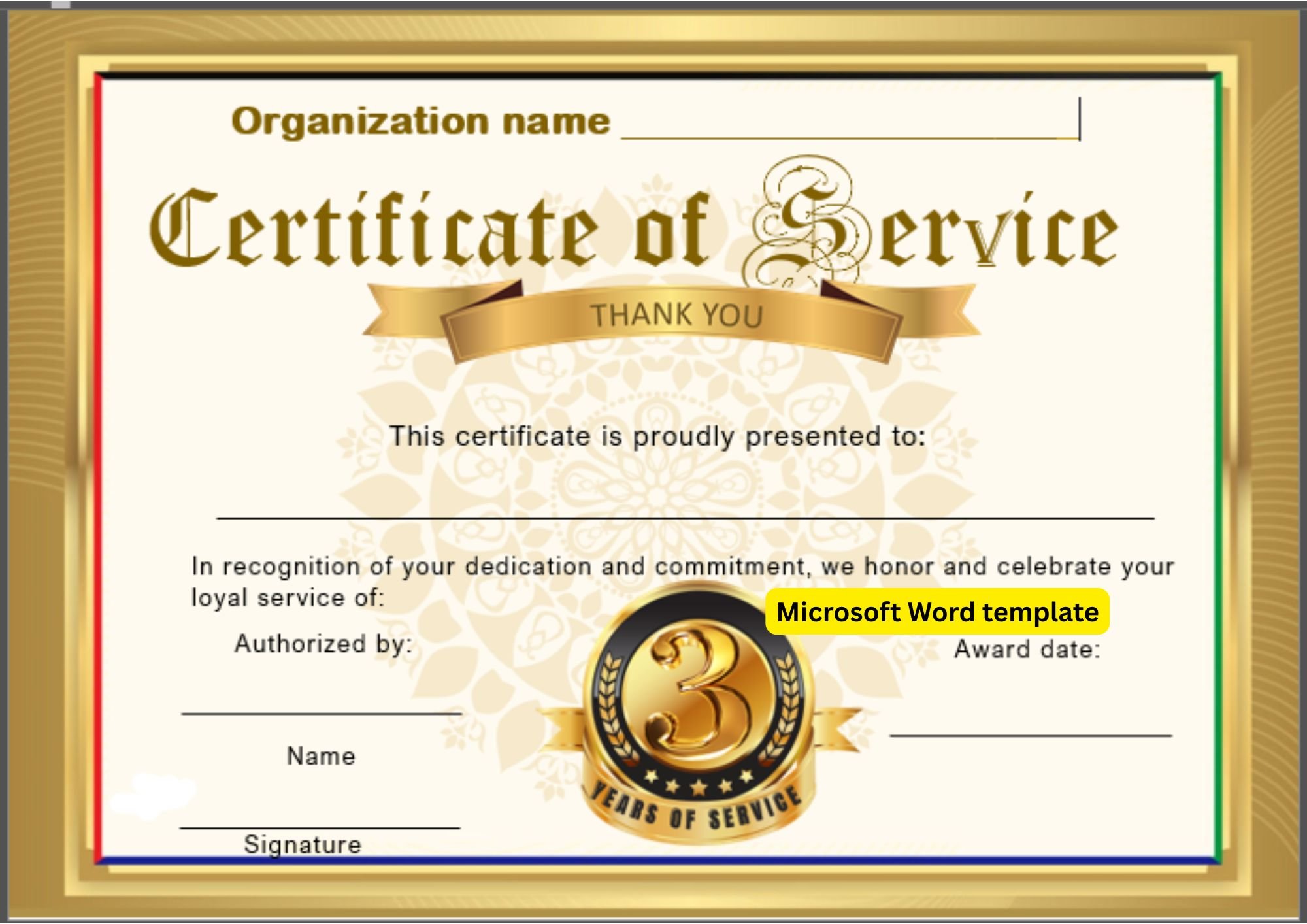 03 Years of Service - Editable Microsoft Word template with logo ...