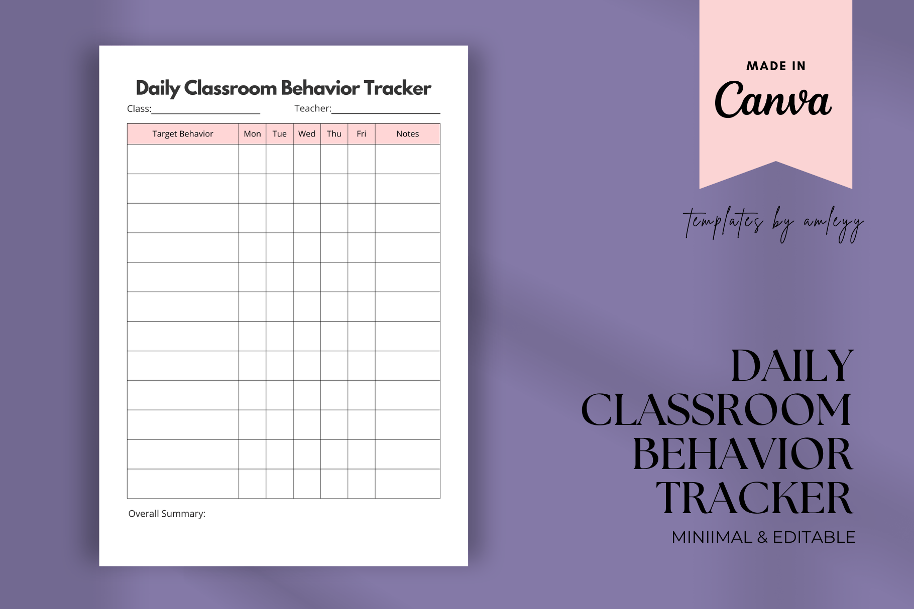 Daily Classroom Behavior Tracker - Payhip