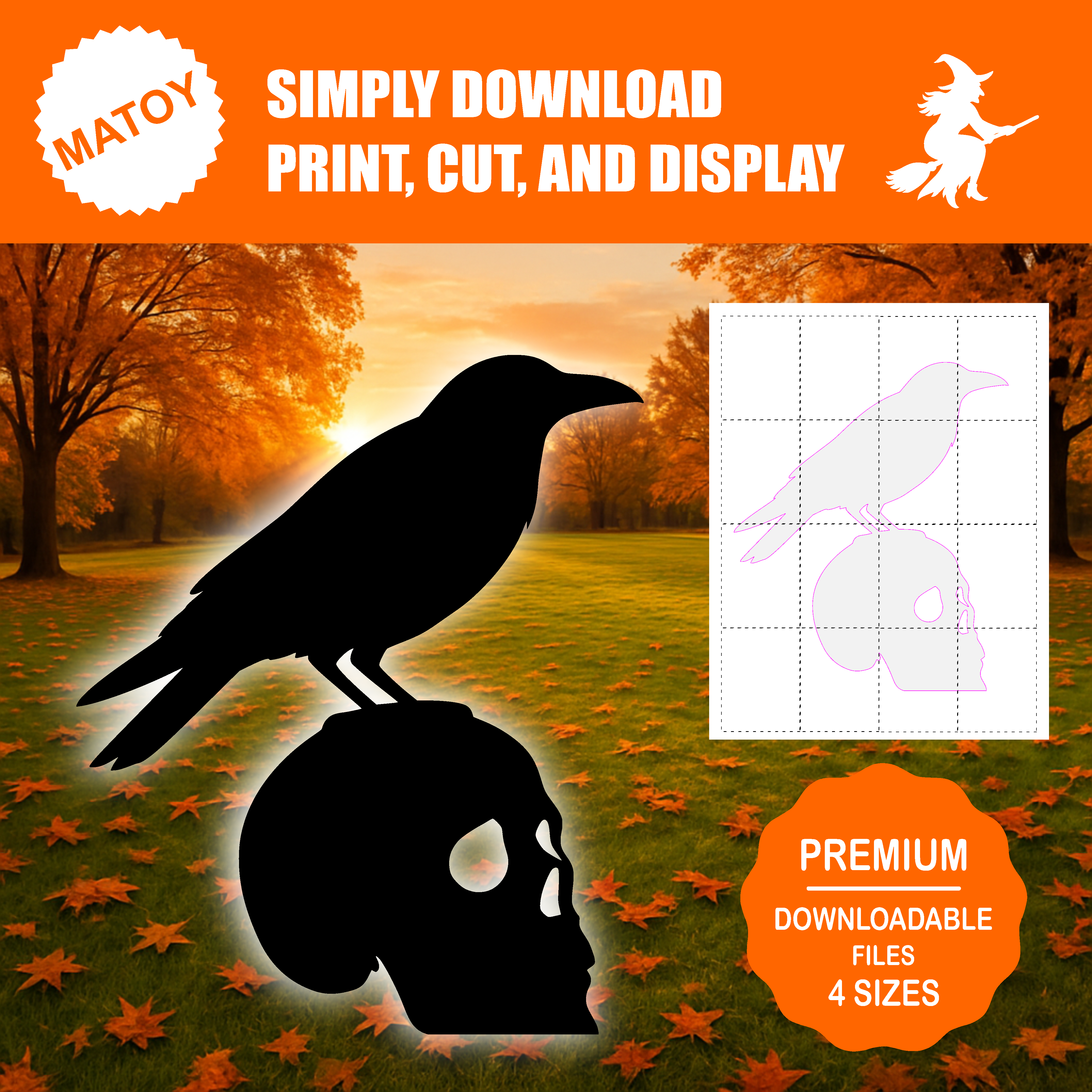 Halloween Crow Yard And Wall Art Pattern Trace And Cut Silhouette