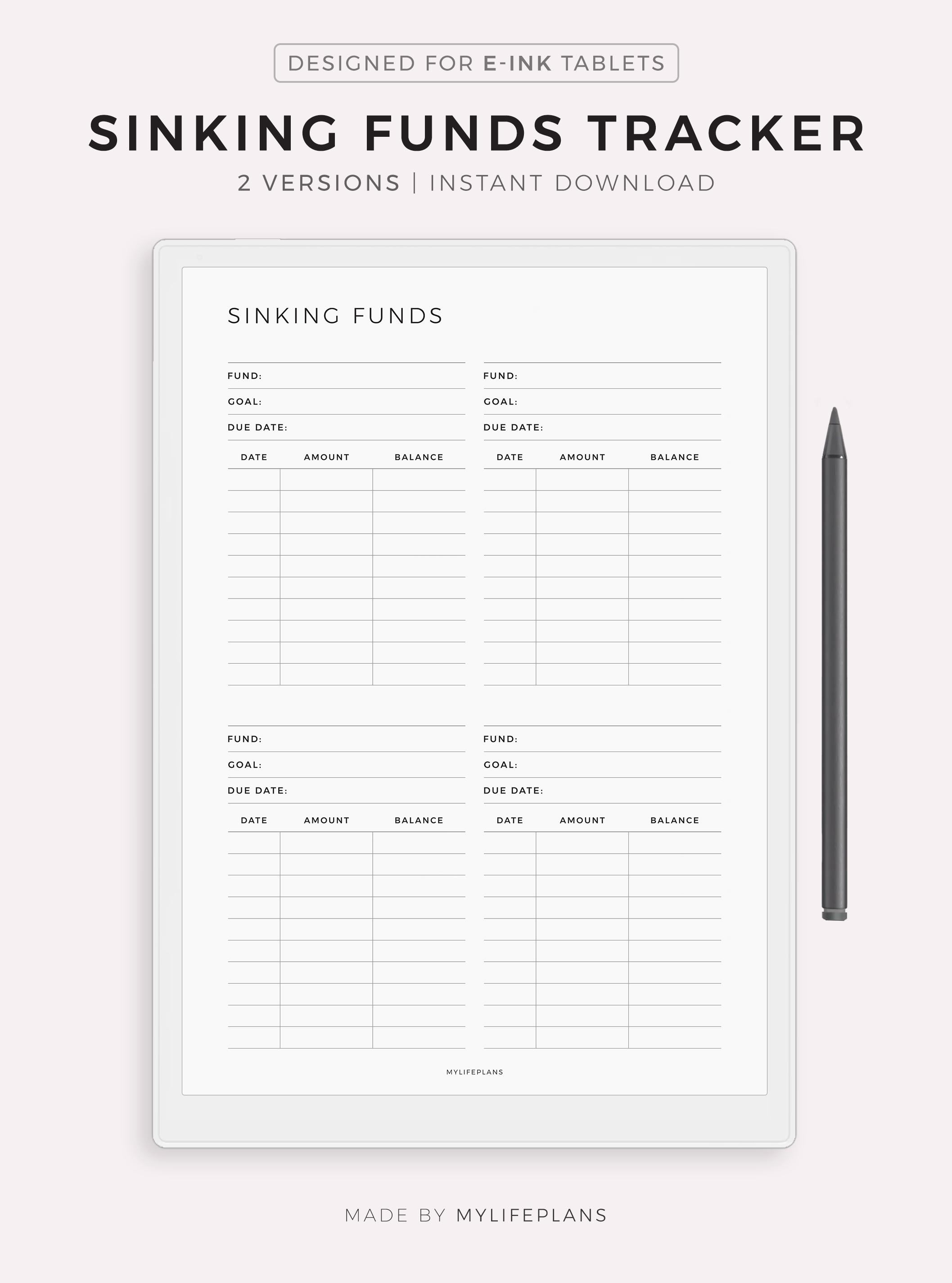 Sinking Funds Tracker for Remarkable, Supernote, Kindle Scribe, Boox ...