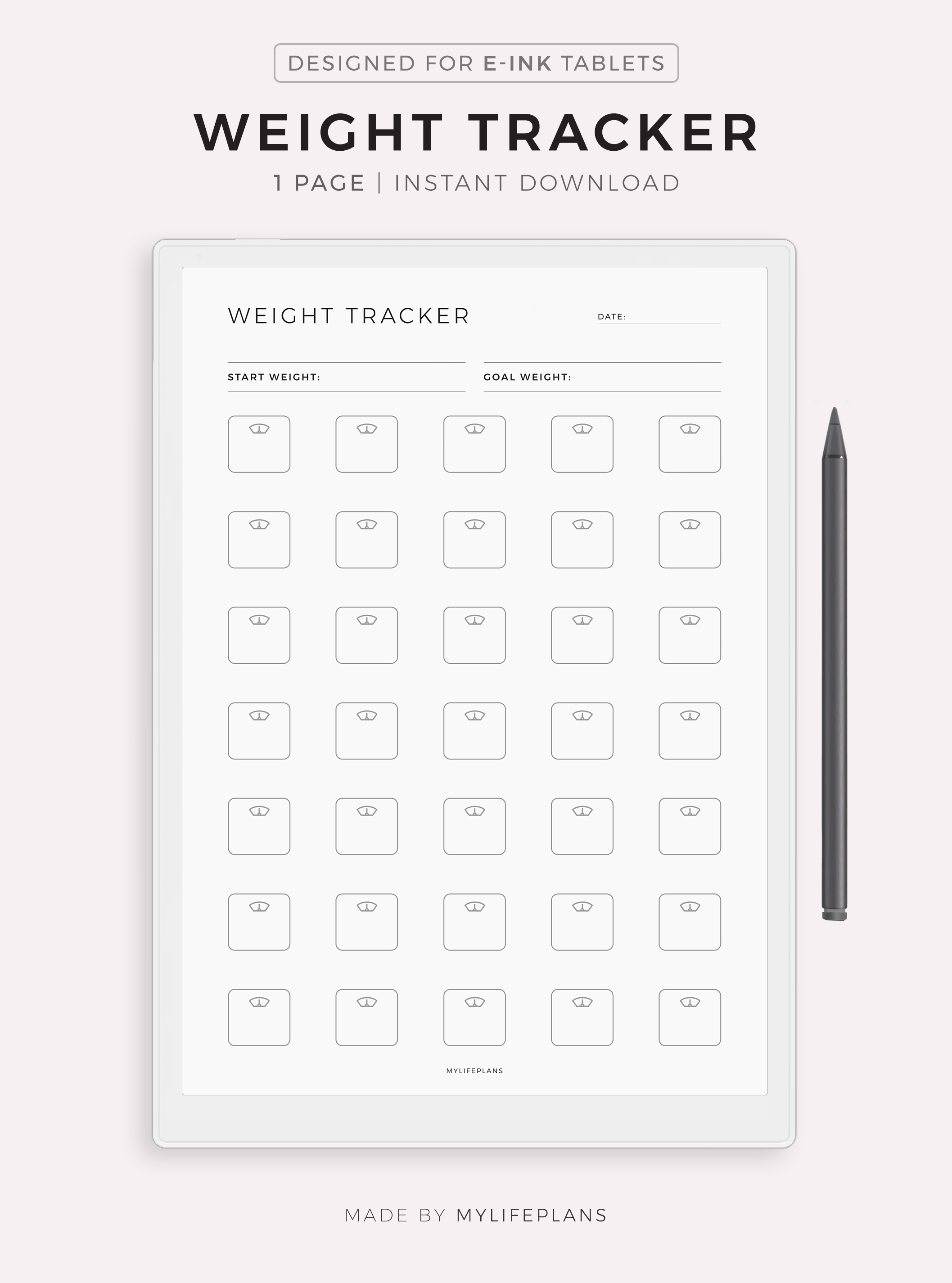 Weight Tracker Template for Remarkable, Supernote, Kindle Scribe, Boox ...