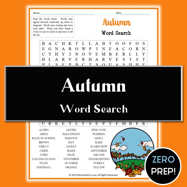 Autumn Word Search Puzzle Printable | Fall Activity for Kids ...