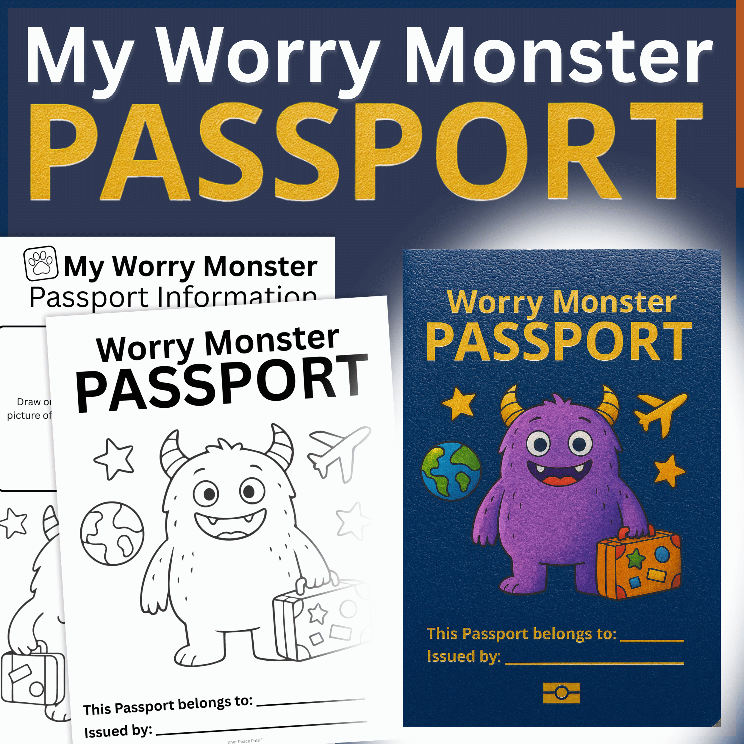 Worry Monster Passport Counseling SEL Worksheet Social Emotional ...