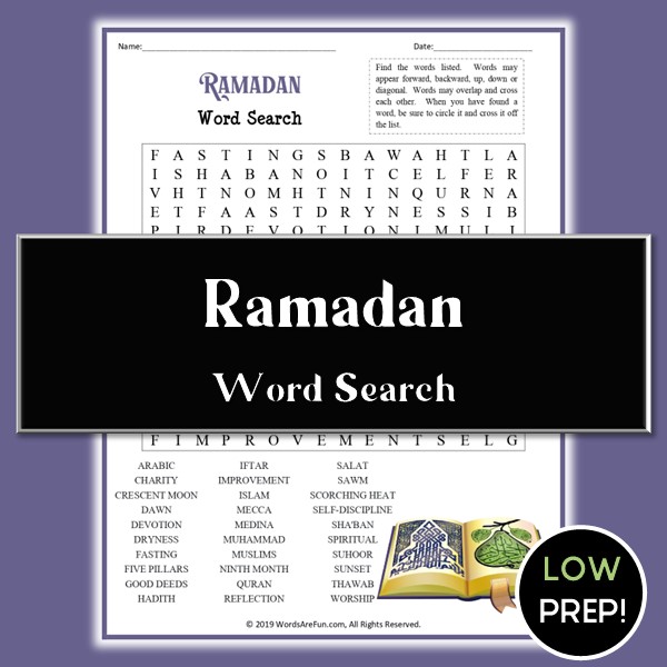 Ramadan Word Search Puzzle Printable PDF | Islamic Holiday Activity for ...