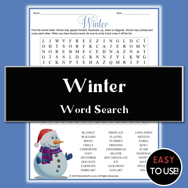 Winter Word Search Puzzle | Printable Holiday Worksheets for Kids ...