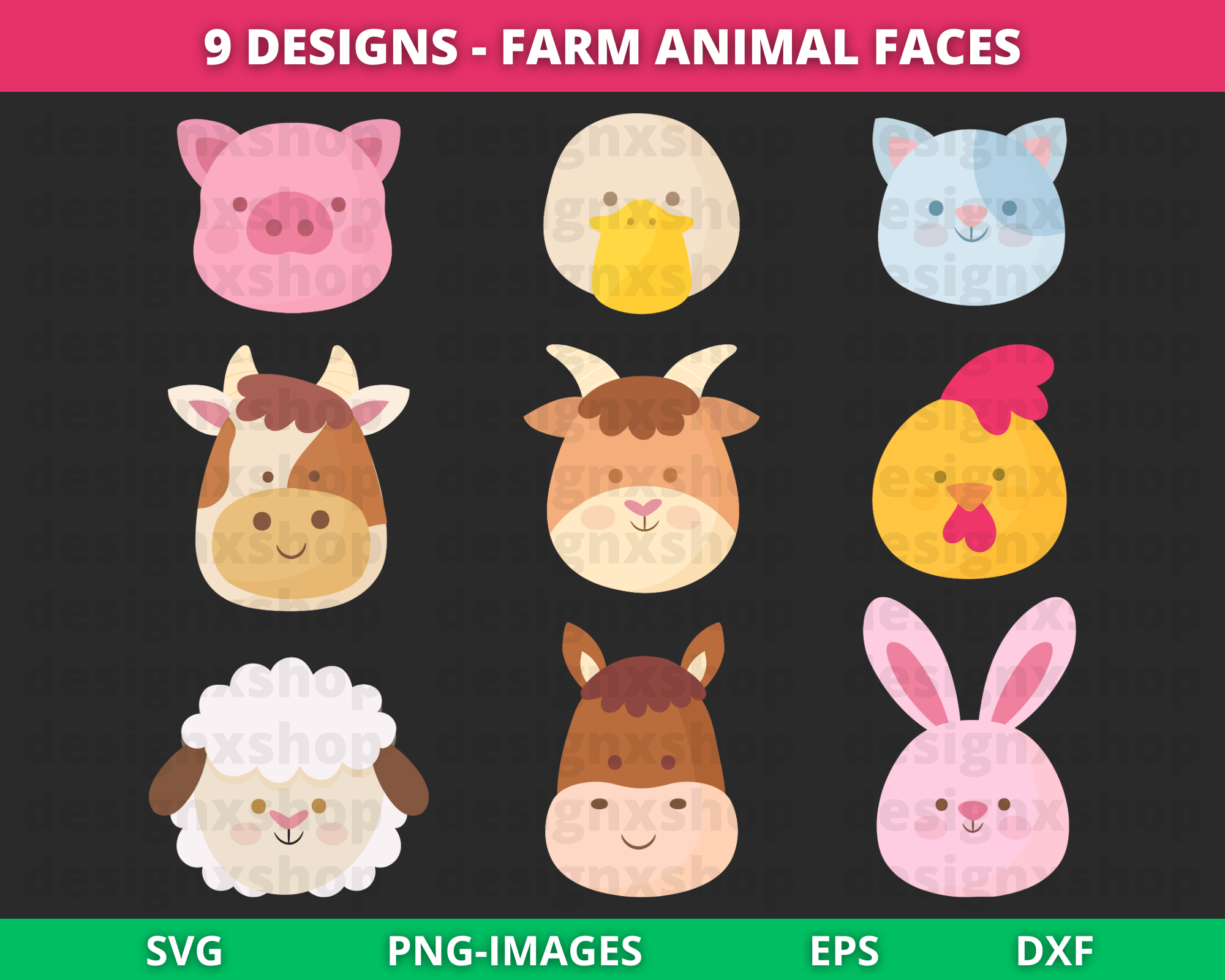 Farm Animal Faces Clipart, animal faces Free Download, Farm Animal ...