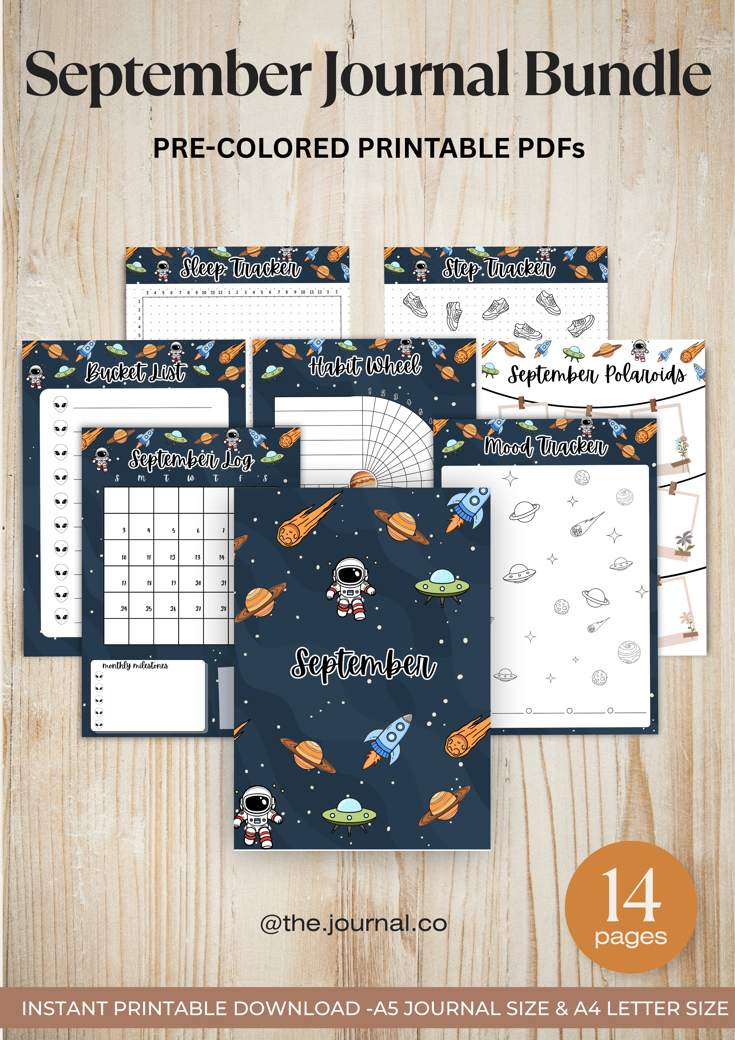 September Bullet Journal Bundle (Pre-colored) - A4 Letter Size & A5 ...