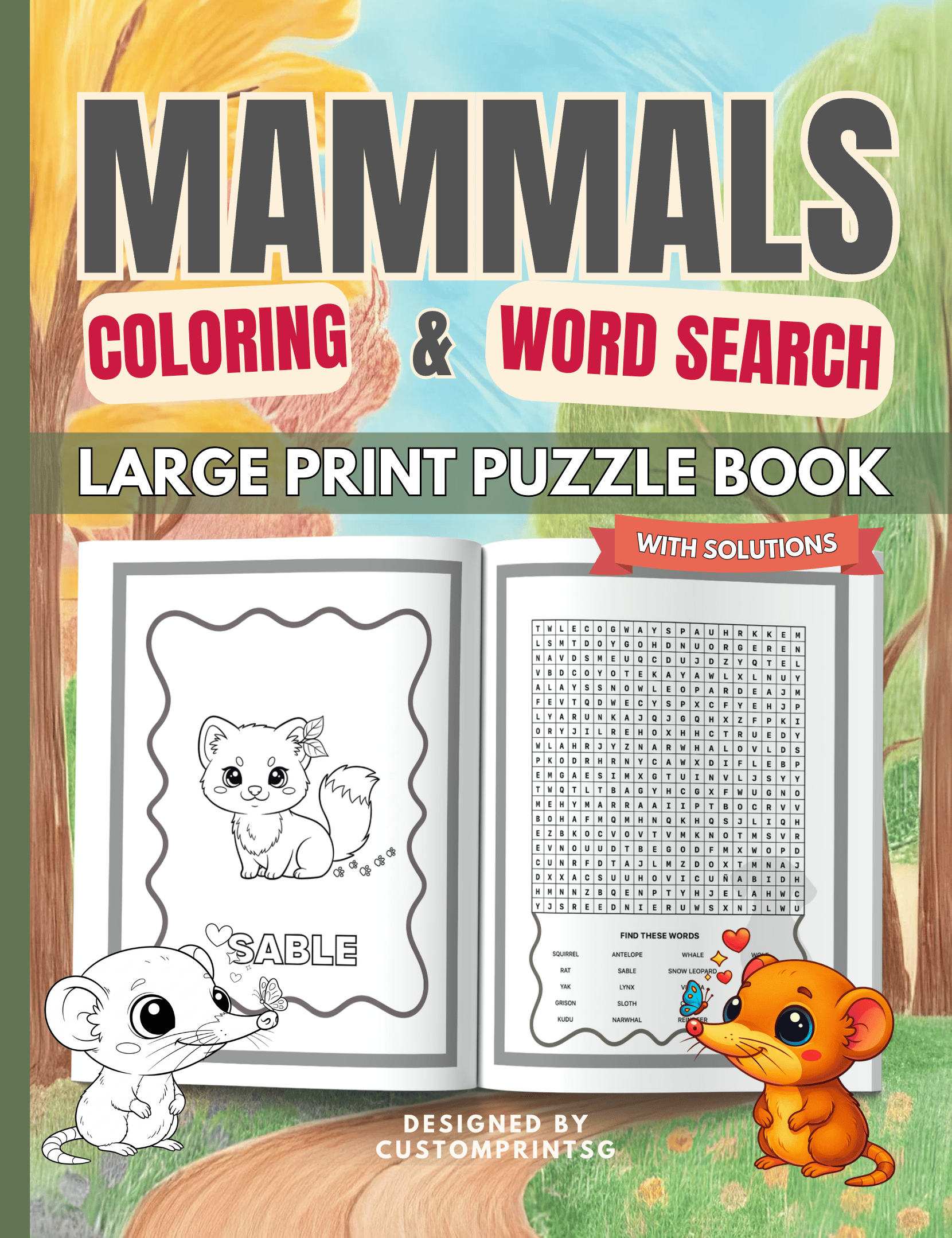 Mammals Coloring and Word Search Free Sample Download