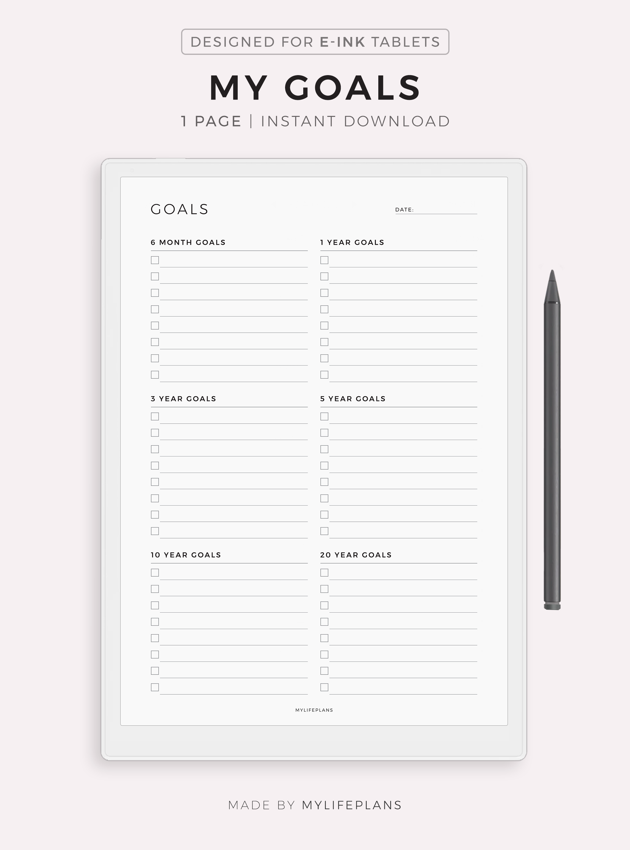 Goal Planner for Supernote, Kindle, Remarkable, Boox, Kobo - Payhip