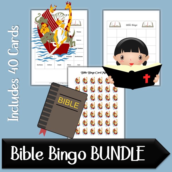 Bible Bingo Game Pack | 20 Pre-Filled & Blank Cards with Markers PDF