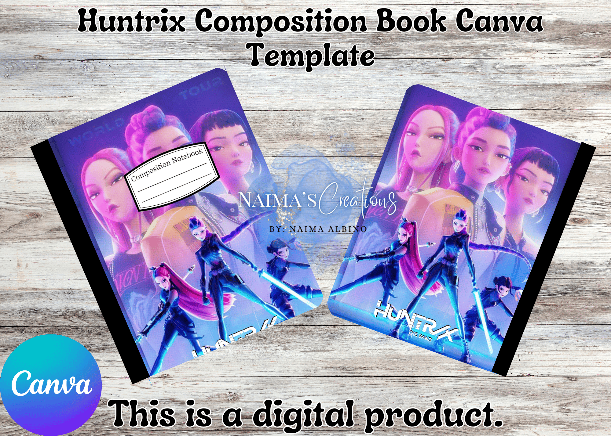 2 Huntrix Composition Book Editable Canva Template Bundle - Payhip