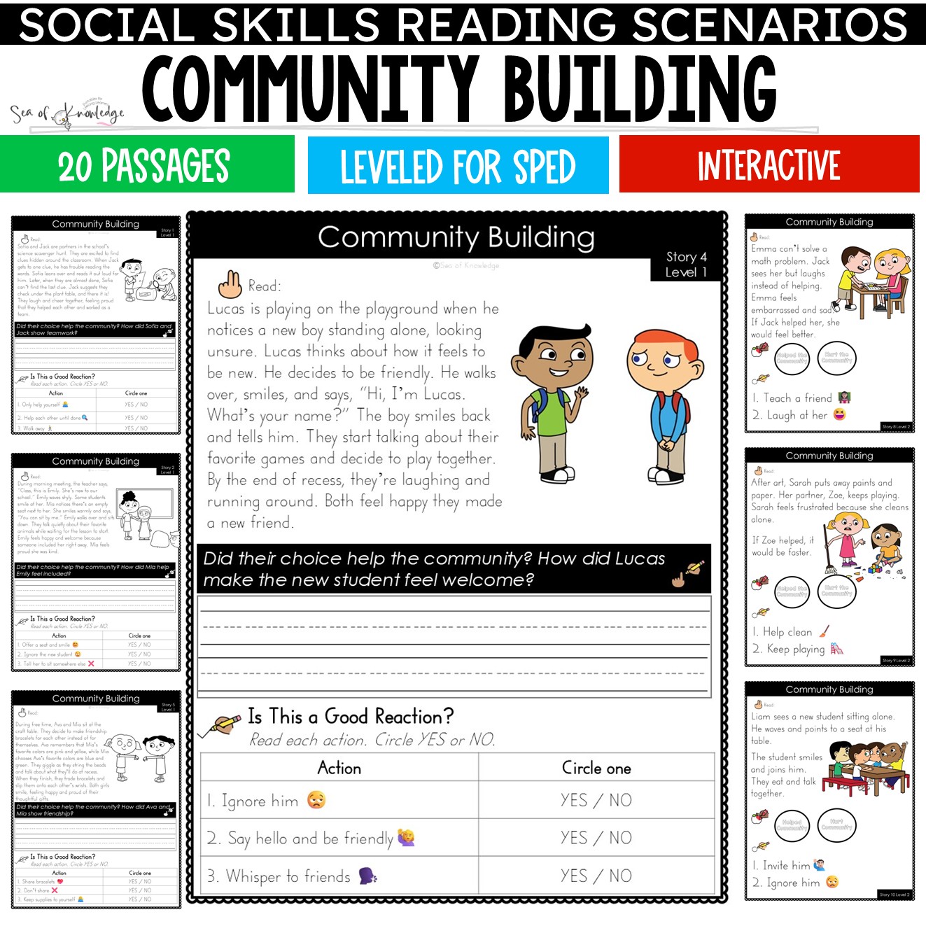 Community Building Social Skills Scenarios for Kids | SEL Activities ...