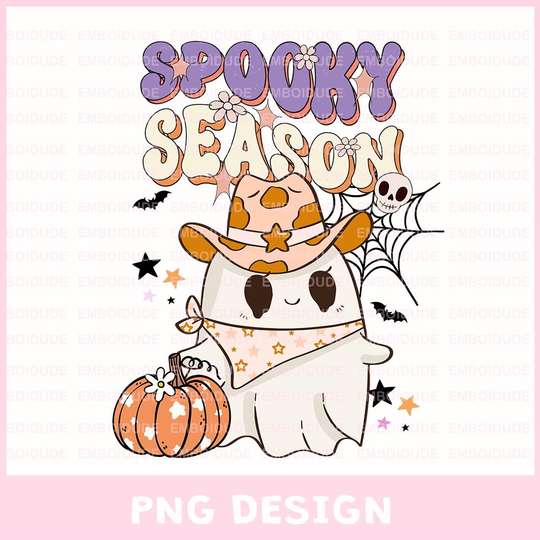 Cute Spooky Season Boo Ghost Pumpkin Png Designs, Preppy Western Halloween Sublimation Png ...