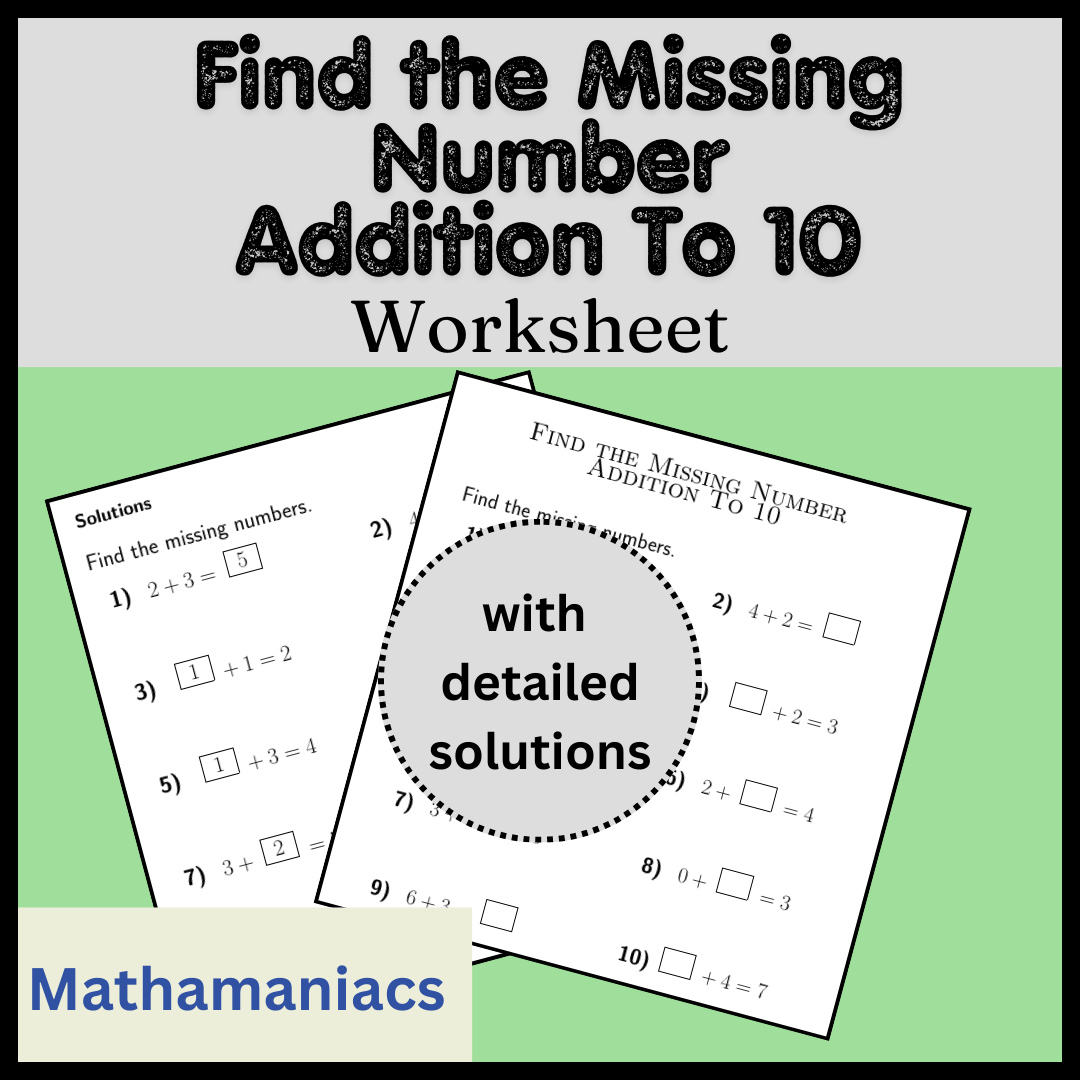 Find the Missing Number Addition To 10 Worksheet (with solutions)
