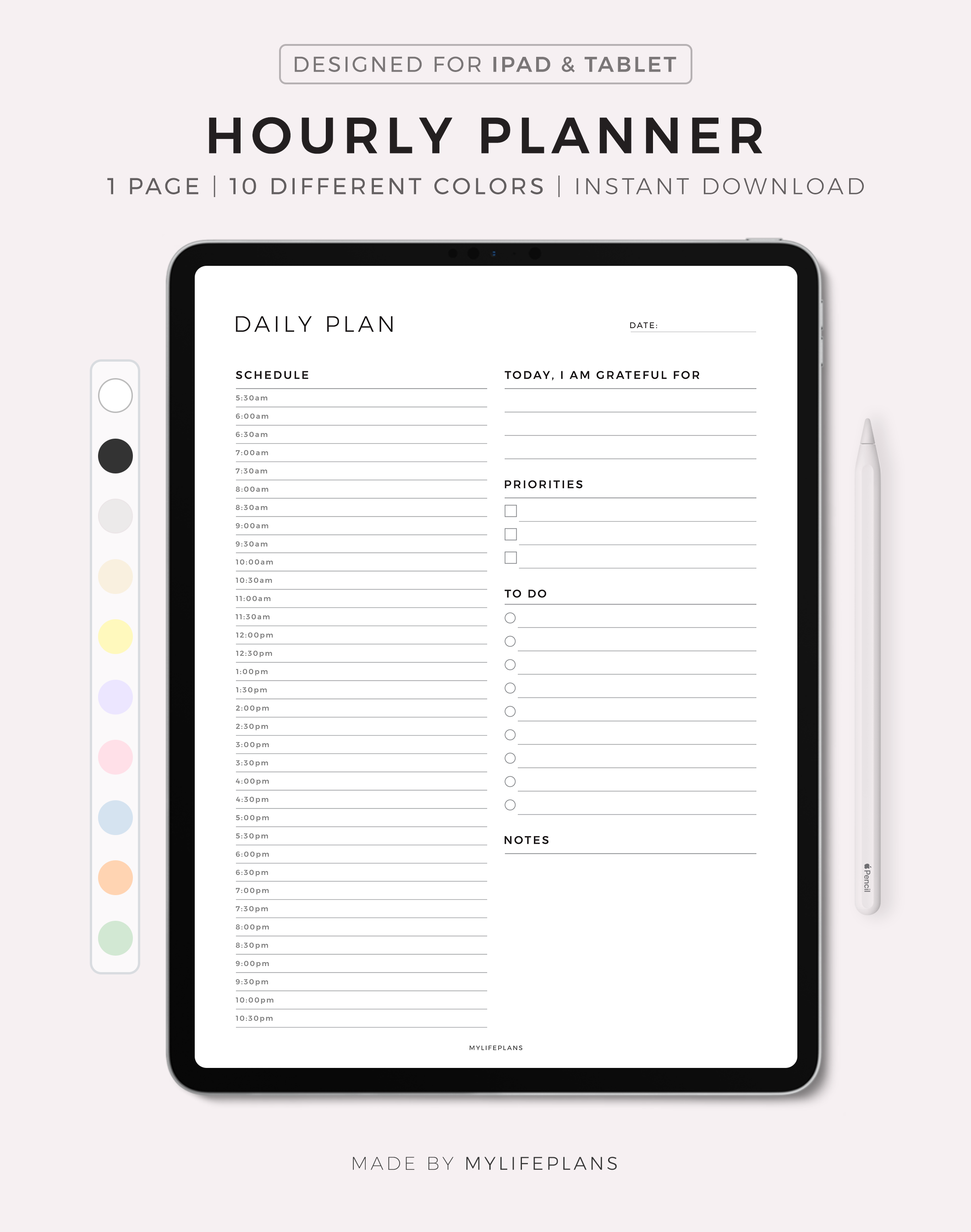 Digital Hourly Planner for Goodnotes, Notability, Ipad - Payhip