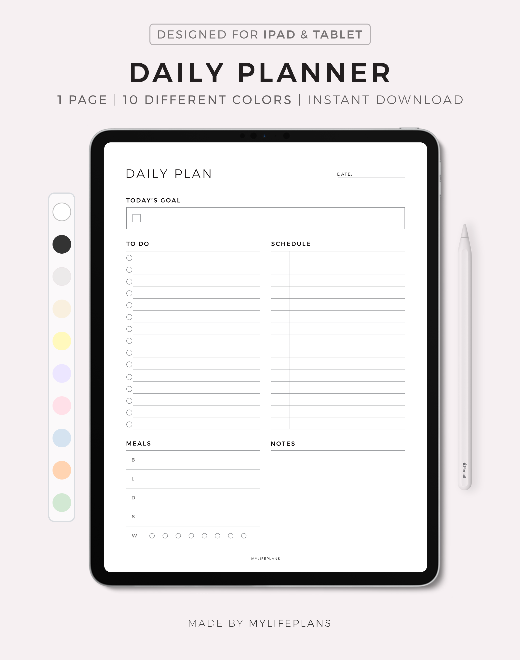 Digital Daily Planner for Goodnotes, Notability, Noteshelf, Xodo ...