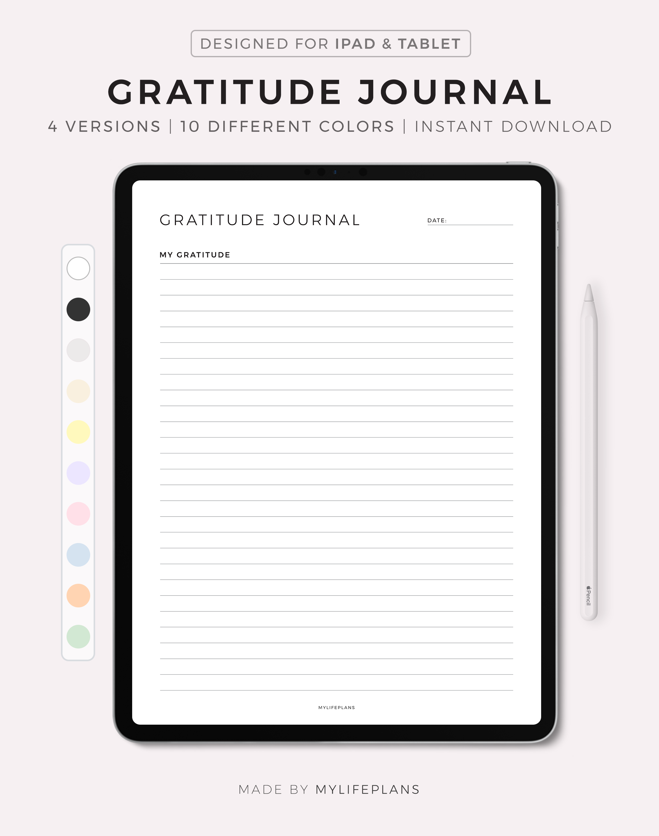 Simple Gratitude Journal, Digital Template for Goodnotes, Notability ...