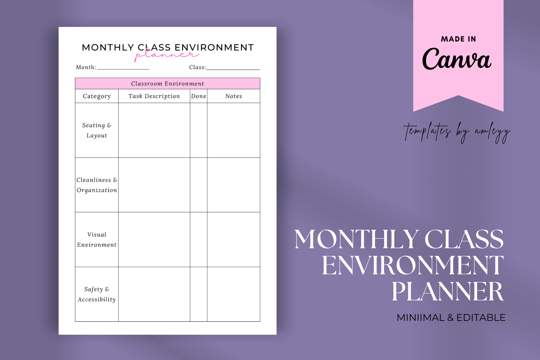 Monthly Class Environment Planner | Classroom Decor & Organization ...