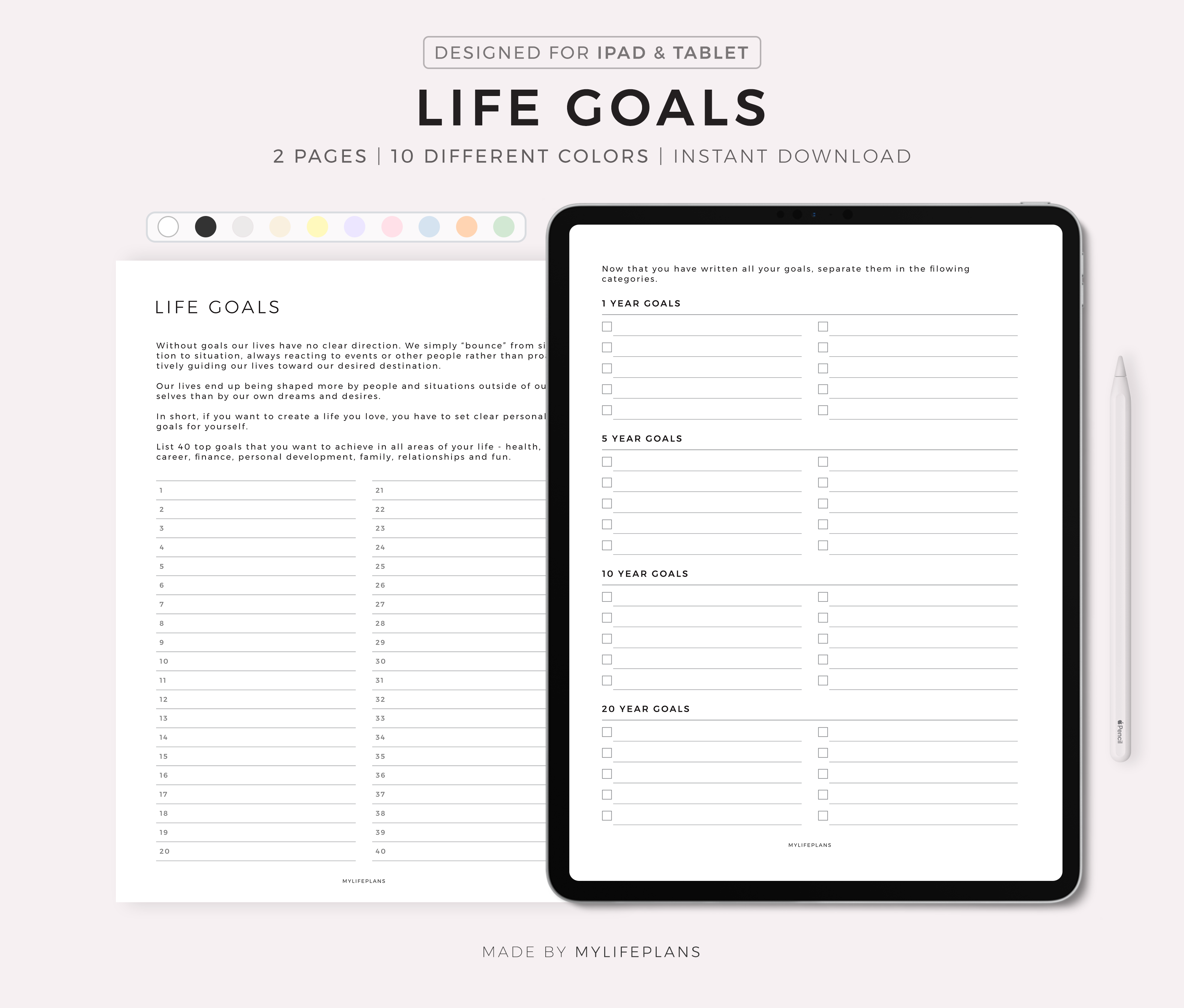 Digital Life Goals Planner for Goodnotes, Notability, Ipad - Payhip