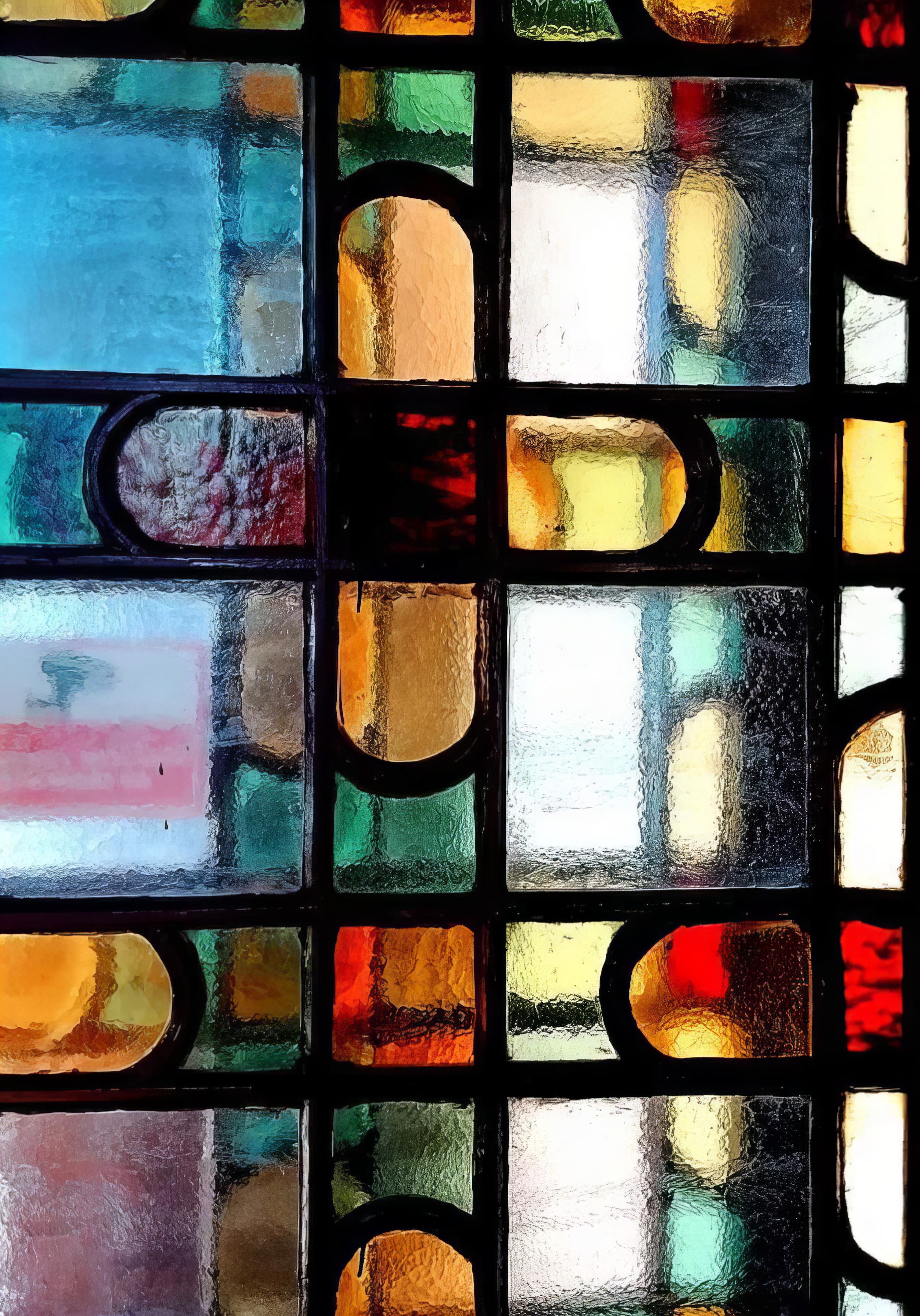 Stained Glass Window at Prague Castle – Geometric and Colorful Design ...