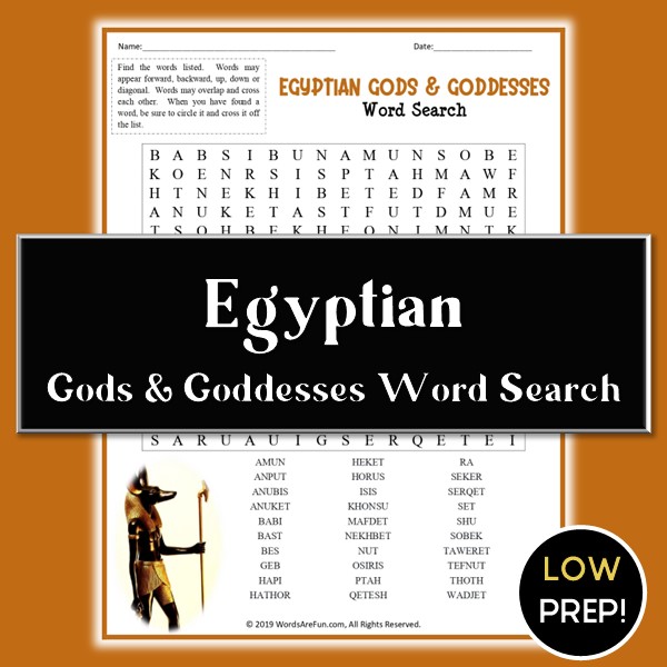 Egyptian Gods & Goddesses Word Search Puzzle | Ancient Egypt Activity PDF