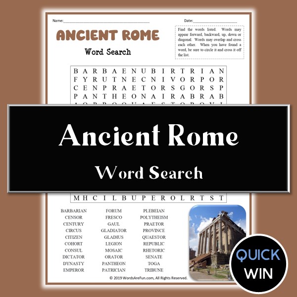 Ancient Rome Word Search Puzzle PDF | Roman History Activity for Middle ...